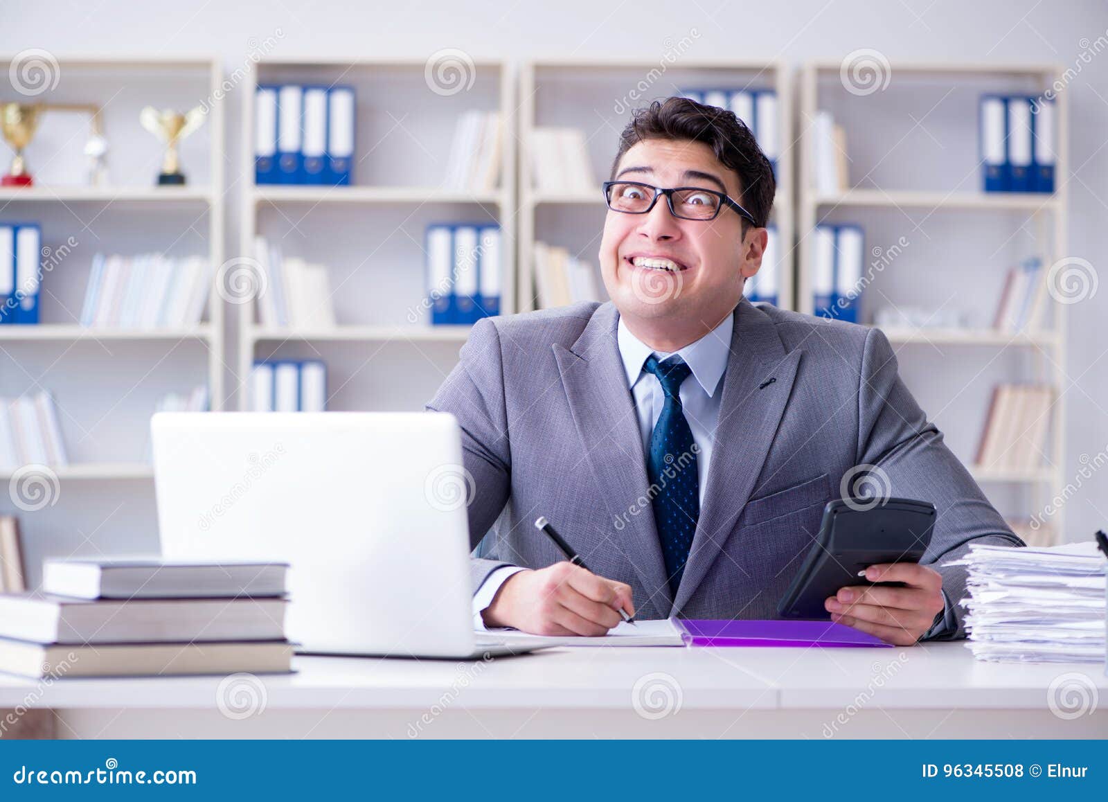 The Funny Businessman Clown Acting Silly in the Office Stock Photo ...