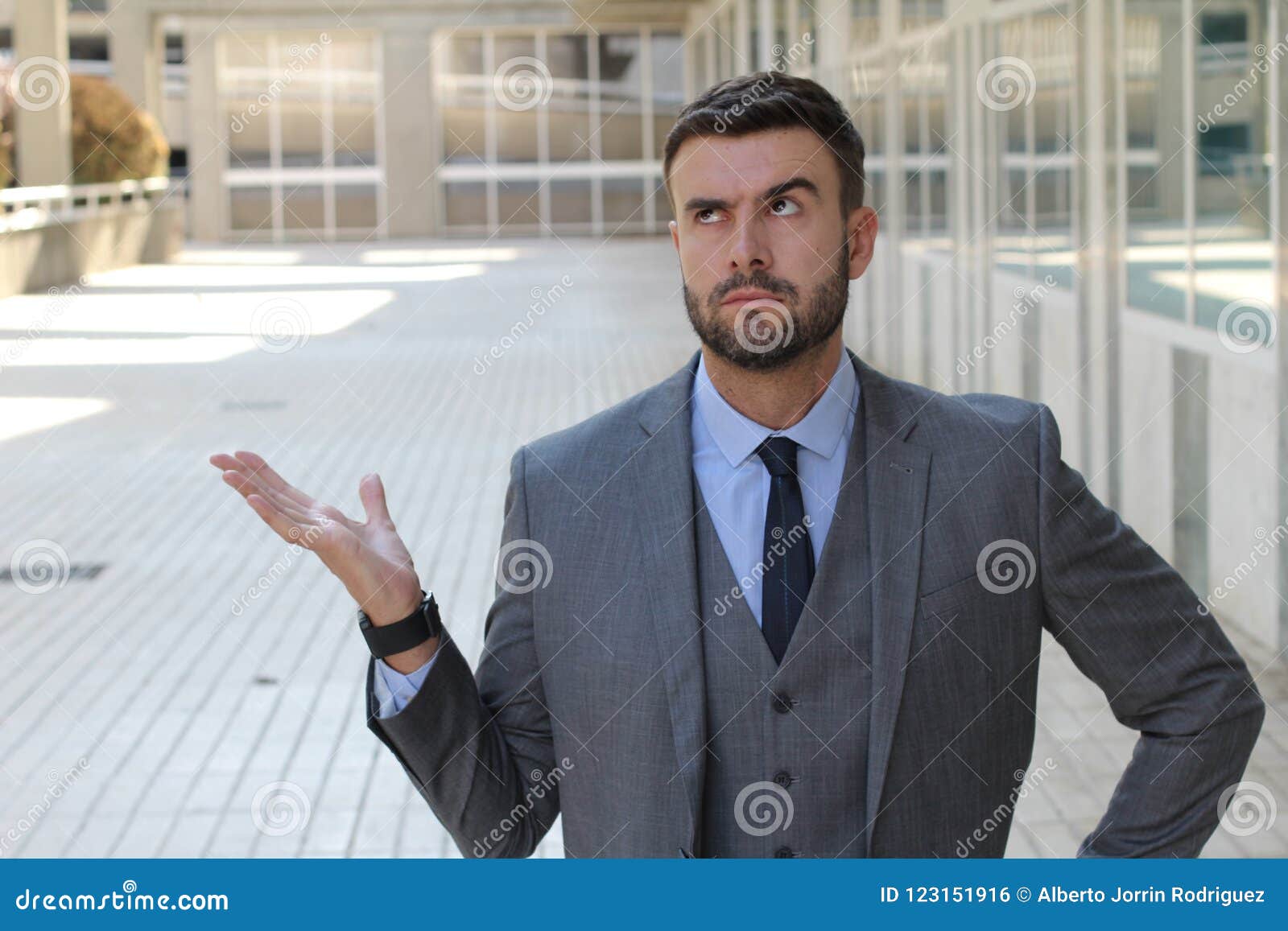 Funny Businessman Considering Several Options Stock Photo - Image of ...