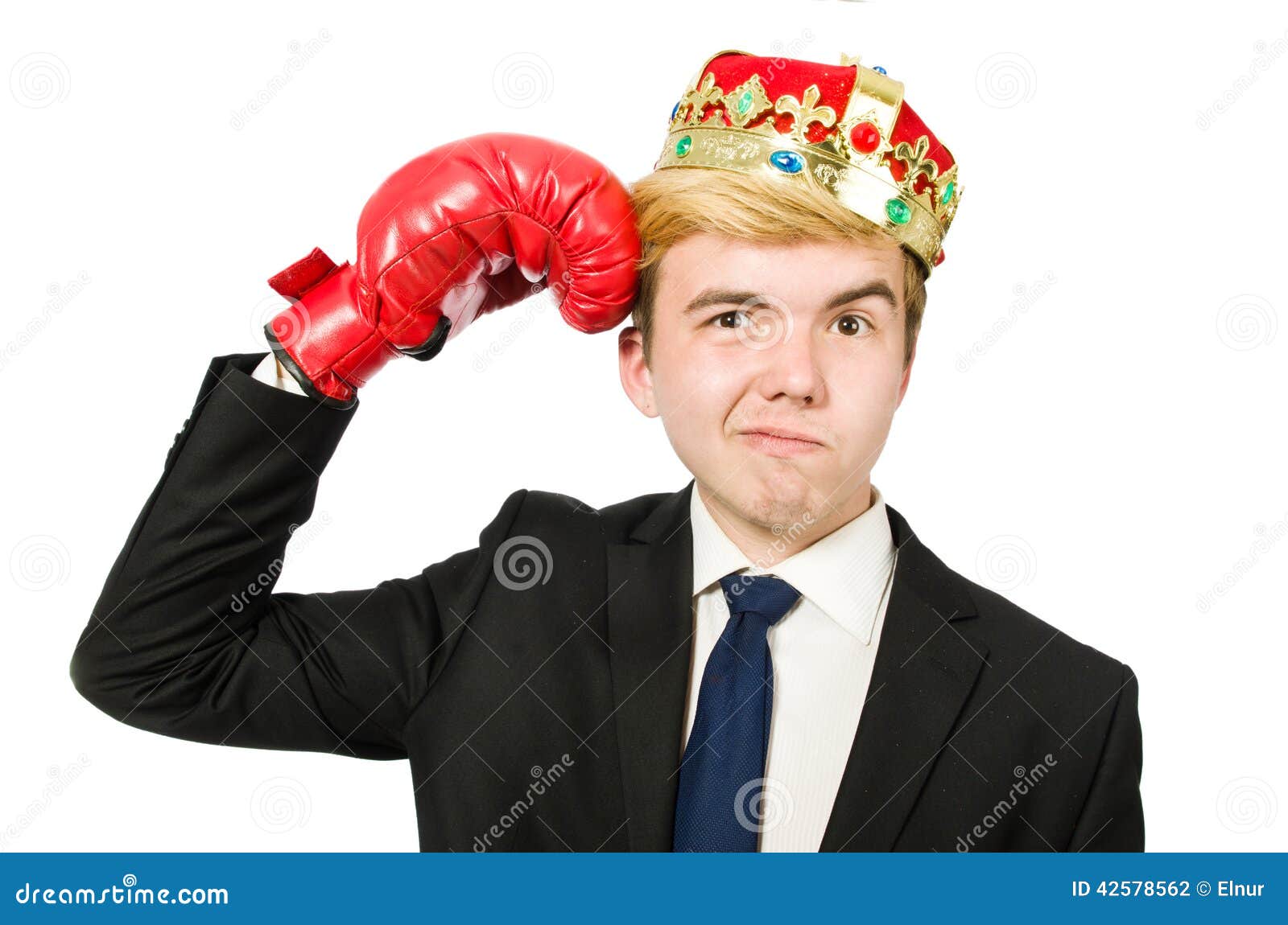 Funny Businessman with Crown Stock Photo - Image of conflict, employee ...