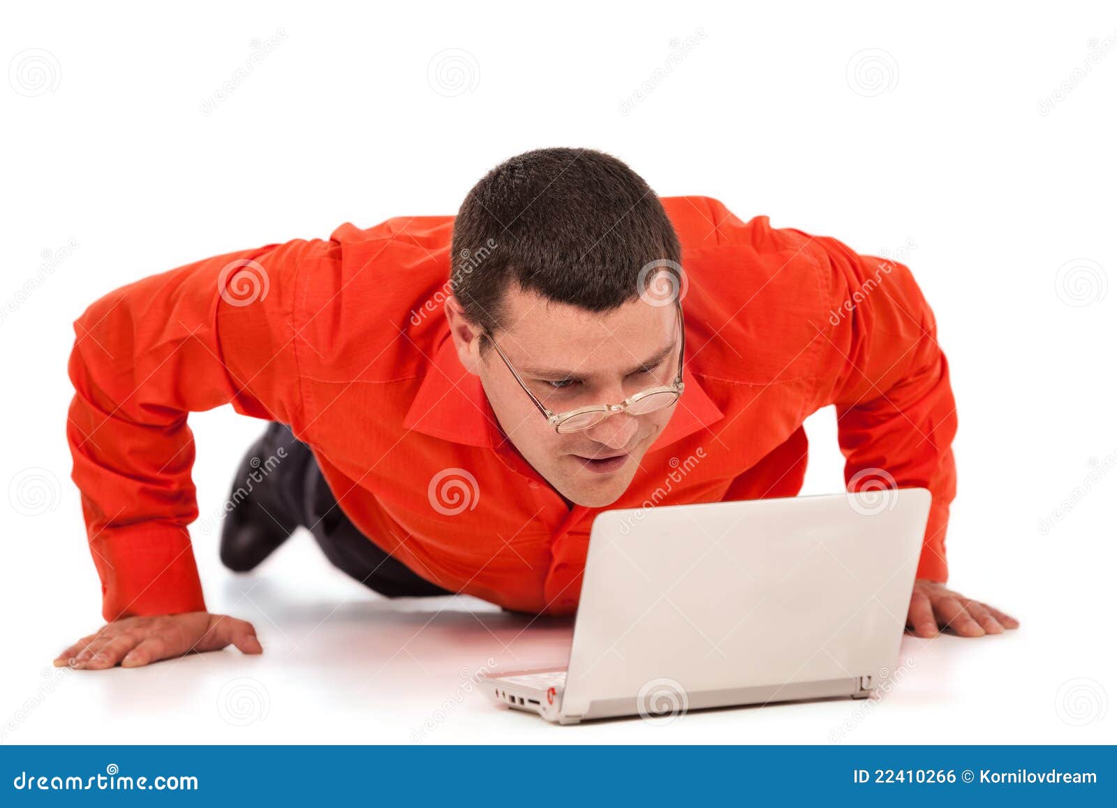 Funny Businessman Doing Push-ups Stock Photo - Image of health, glasses ...