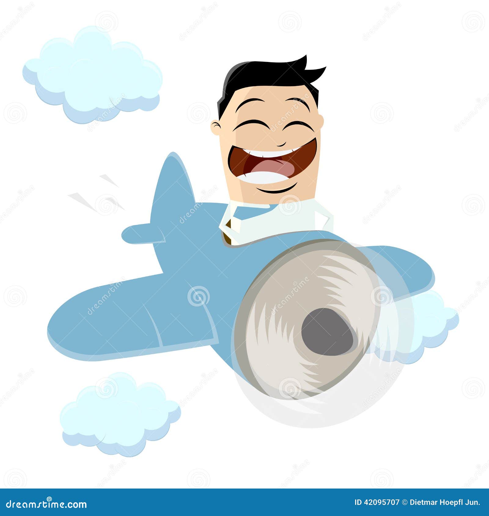Funny Businessman is Flying a Plane Stock Vector - Illustration of ...