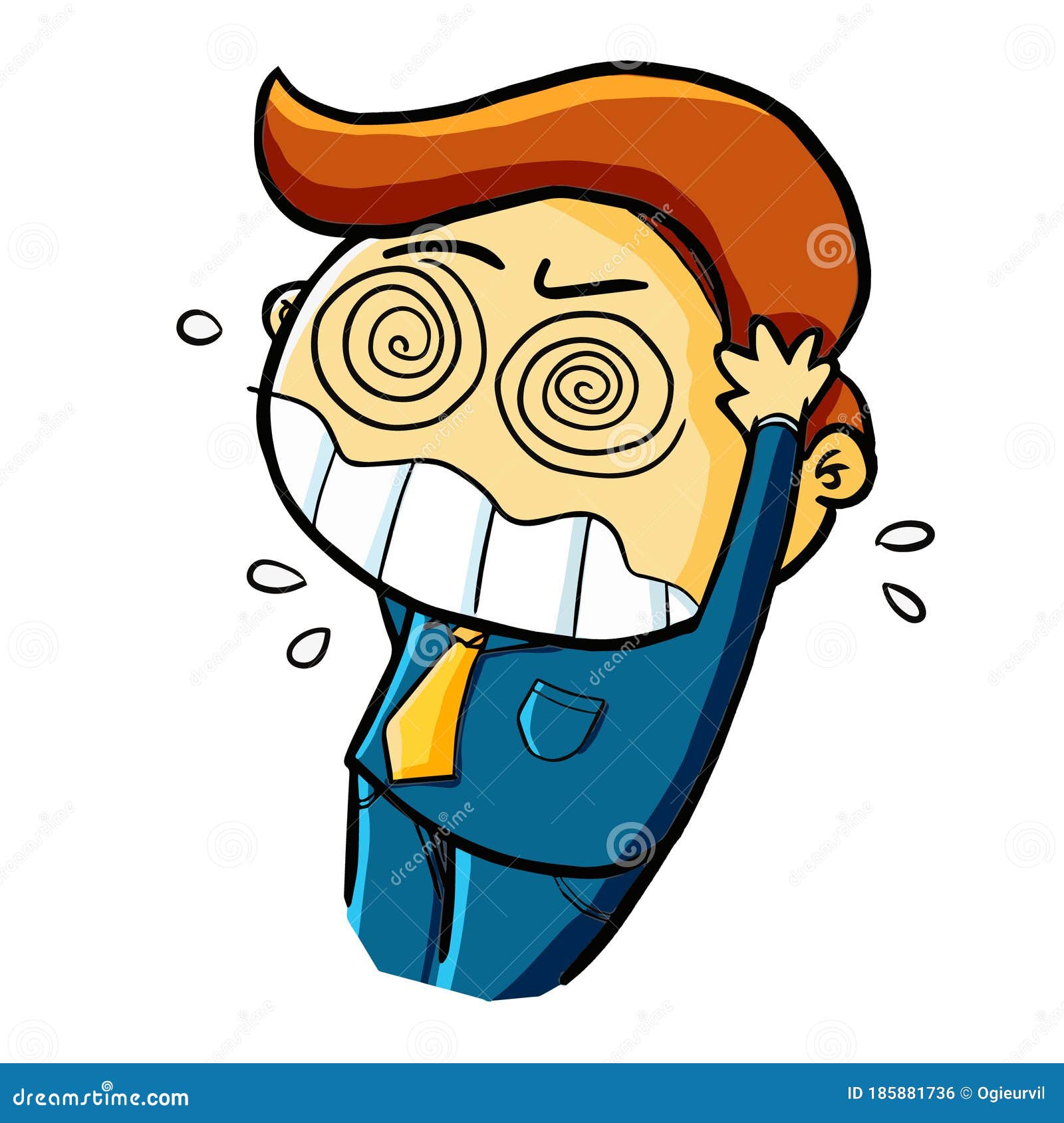 Funny Stressed Vector Cartoon Character - Office Worker Sitting Behind ...