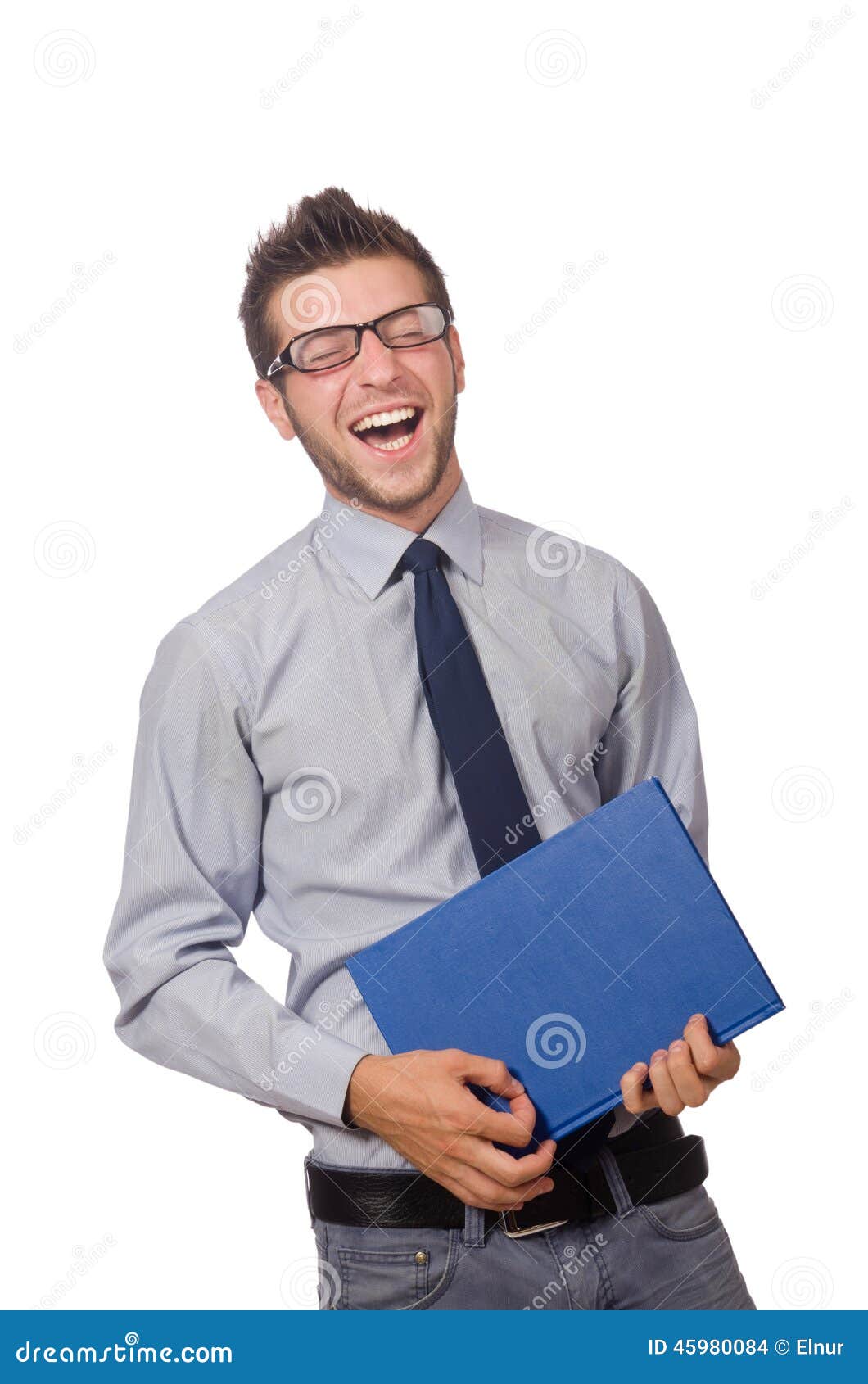 Funny businessman isolated stock photo. Image of holding - 45980084