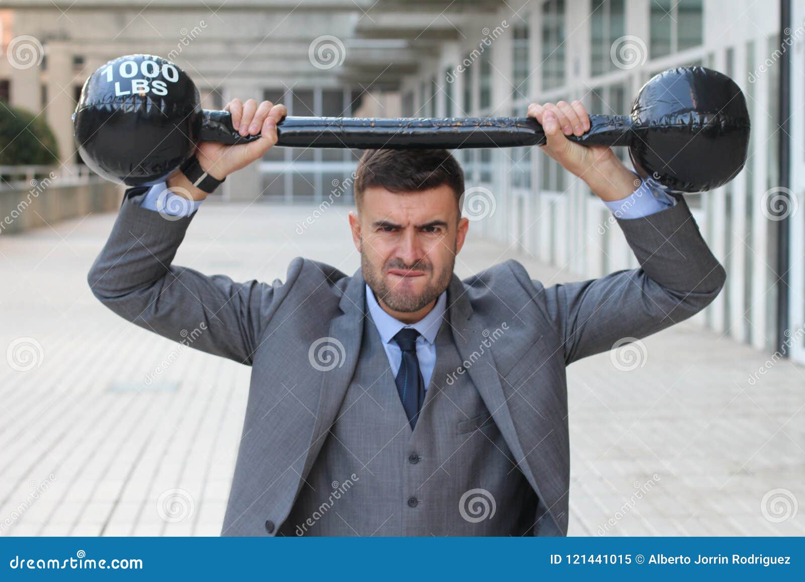 Funny Businessman Lifting Heavy Weights Stock Image - Image of healthy ...