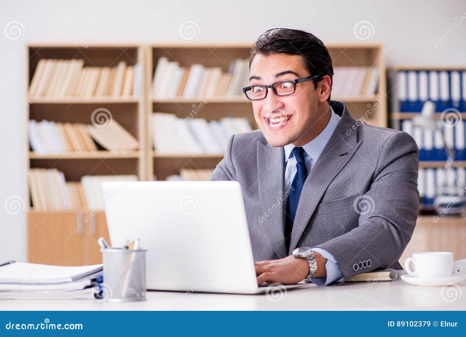 The Funny Businessman in the Office Stock Image - Image of humour ...