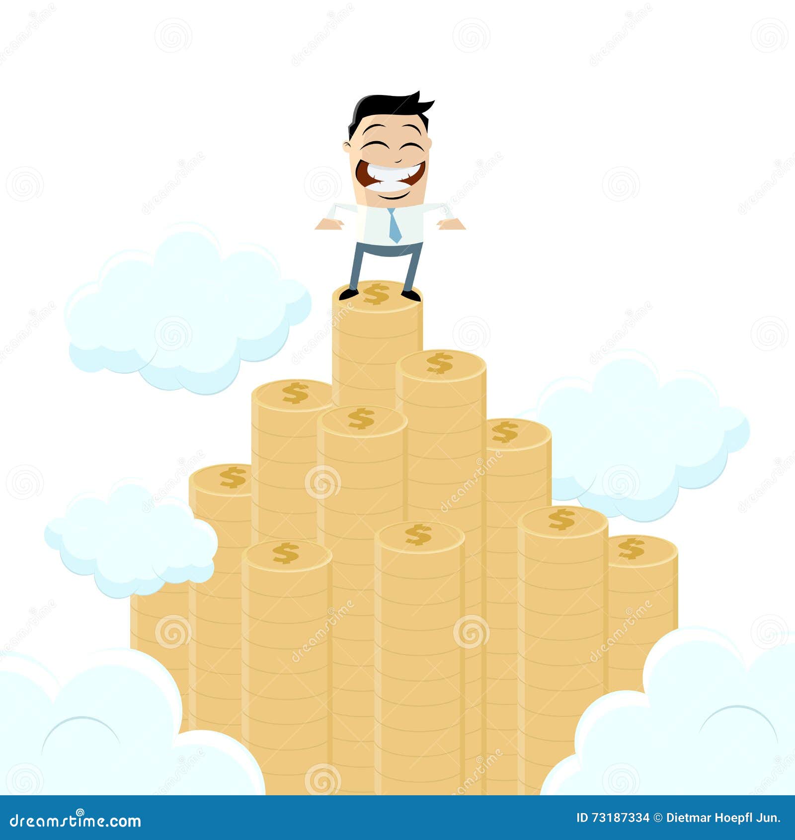 Funny Businessman with Stack of Money Stock Vector - Illustration of ...