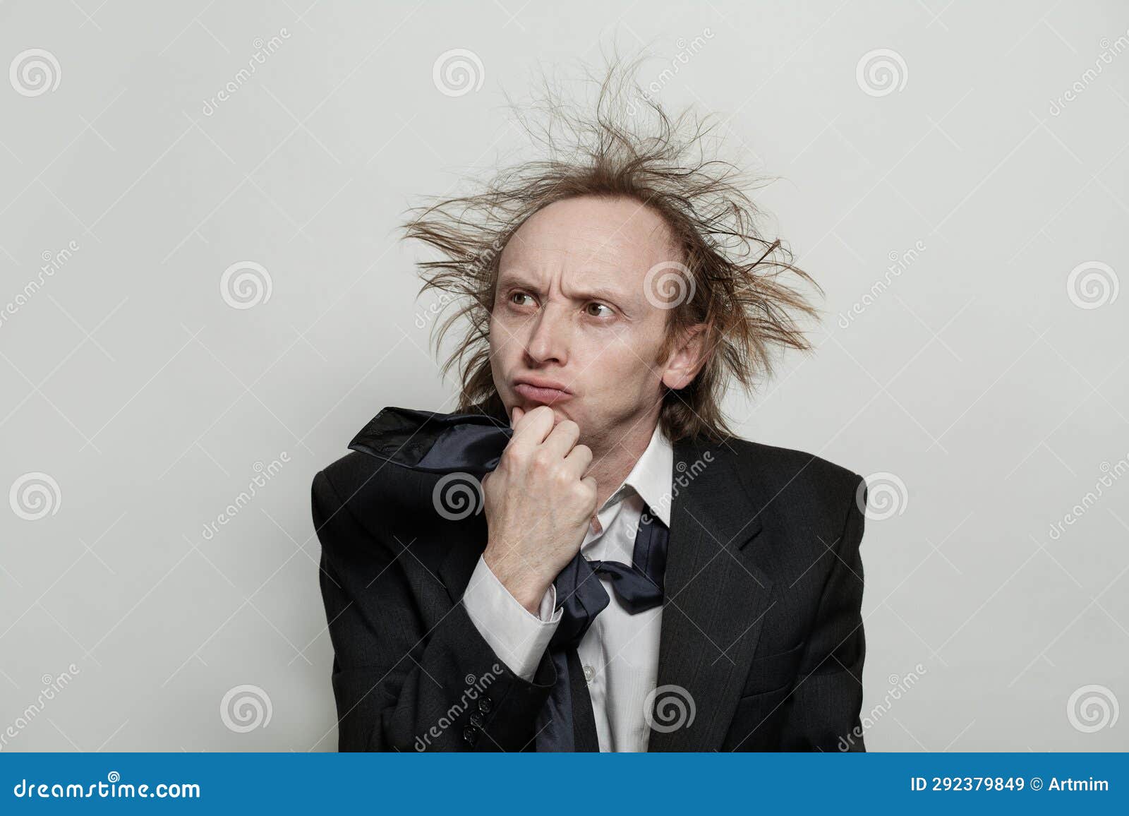 Funny Businessman Thinking, Studio Portrait. Idea and Brainstorm ...