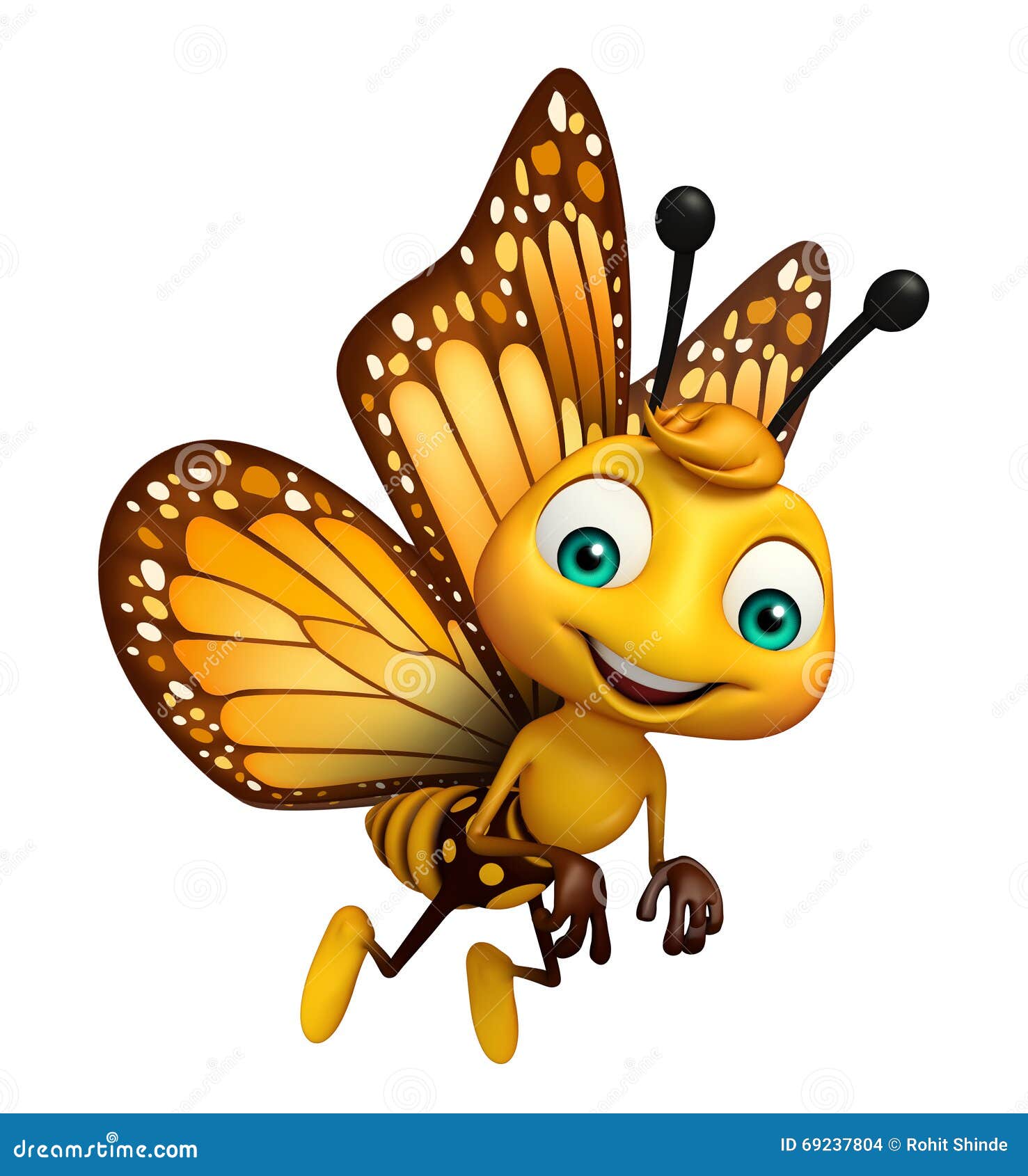 Funny Butterfly Cartoon Character Stock Illustration - Illustration of ...