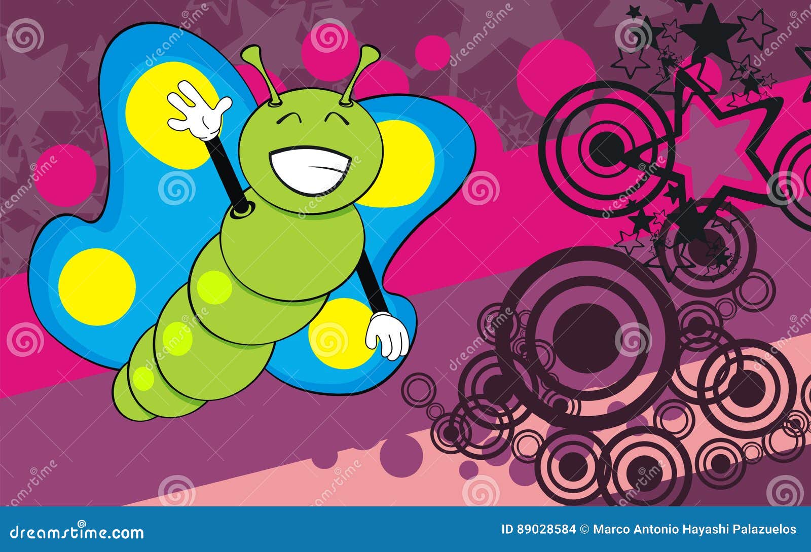 Funny Butterfly Expression Catroon Background Stock Vector ...