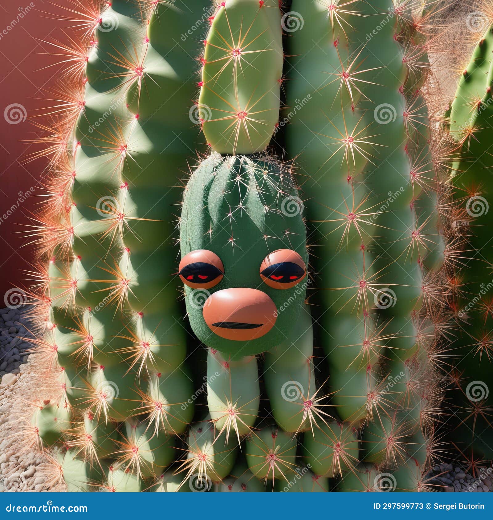 Funny Cactus Generated by AI Stock Illustration - Illustration of ...