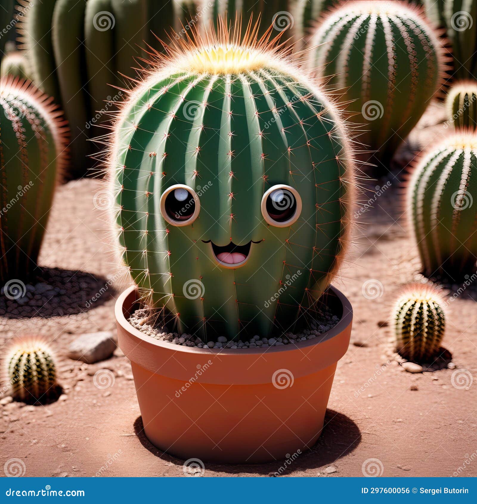 Funny Cactus Generated by AI Stock Illustration - Illustration of ...