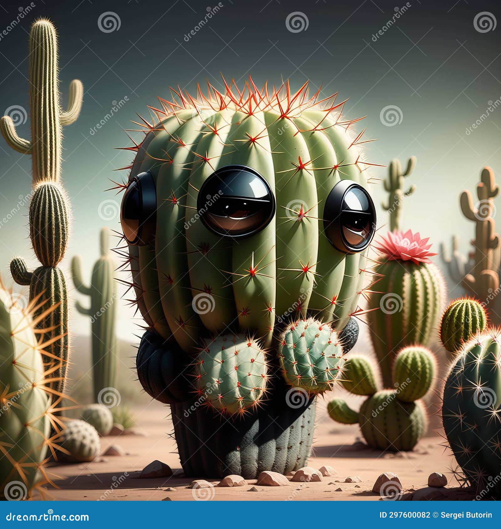 Funny Cactus Generated by AI Stock Illustration - Illustration of comic ...