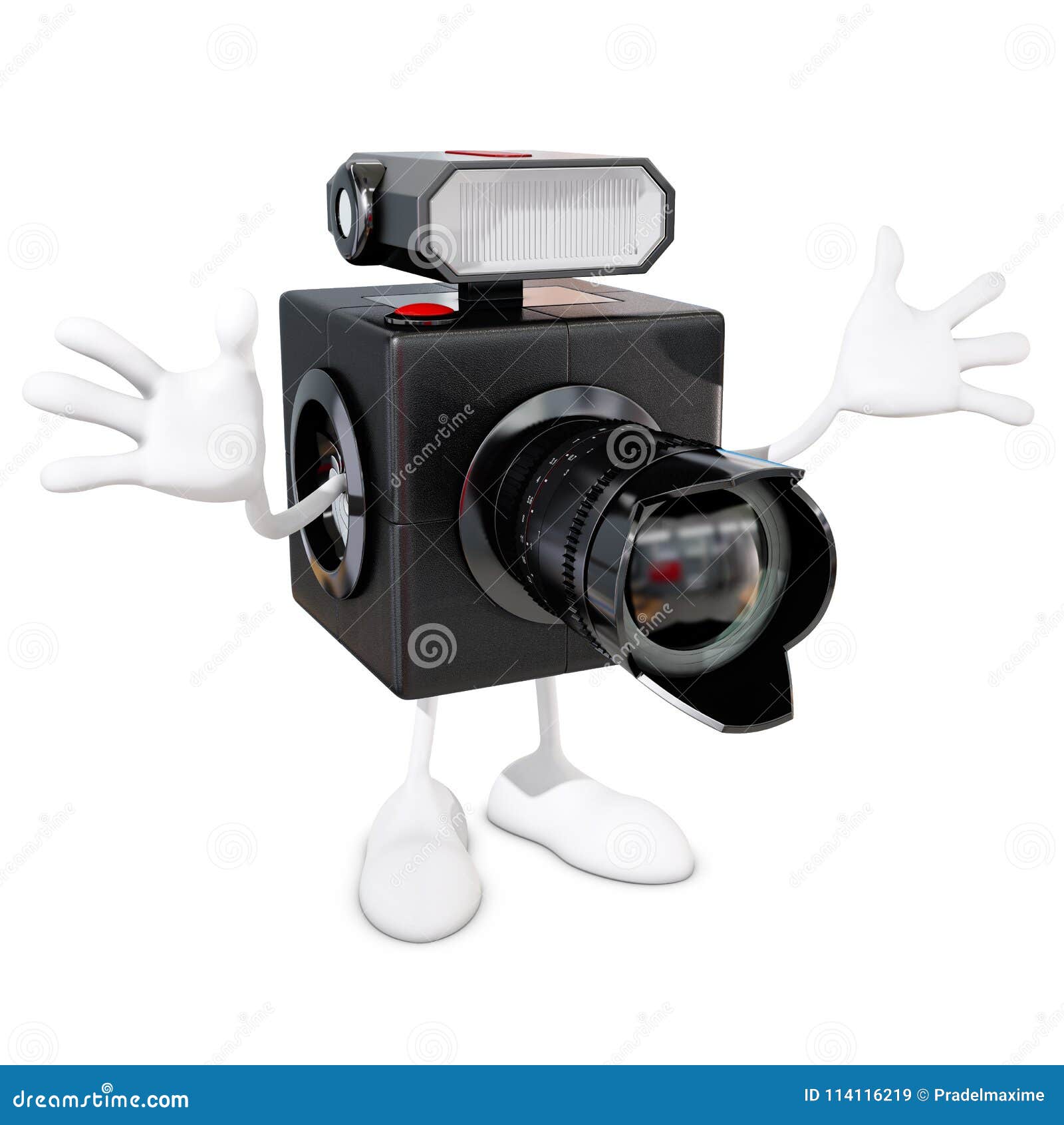 Funny Cat In A Cap And With A Camera. Vector Illustration. Print For ...