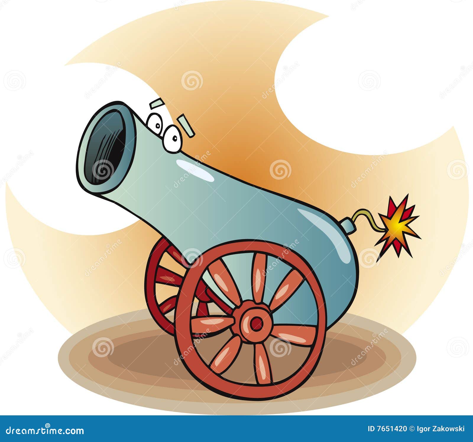 Funny cannon stock vector. Illustration of wheel, burn - 7651420