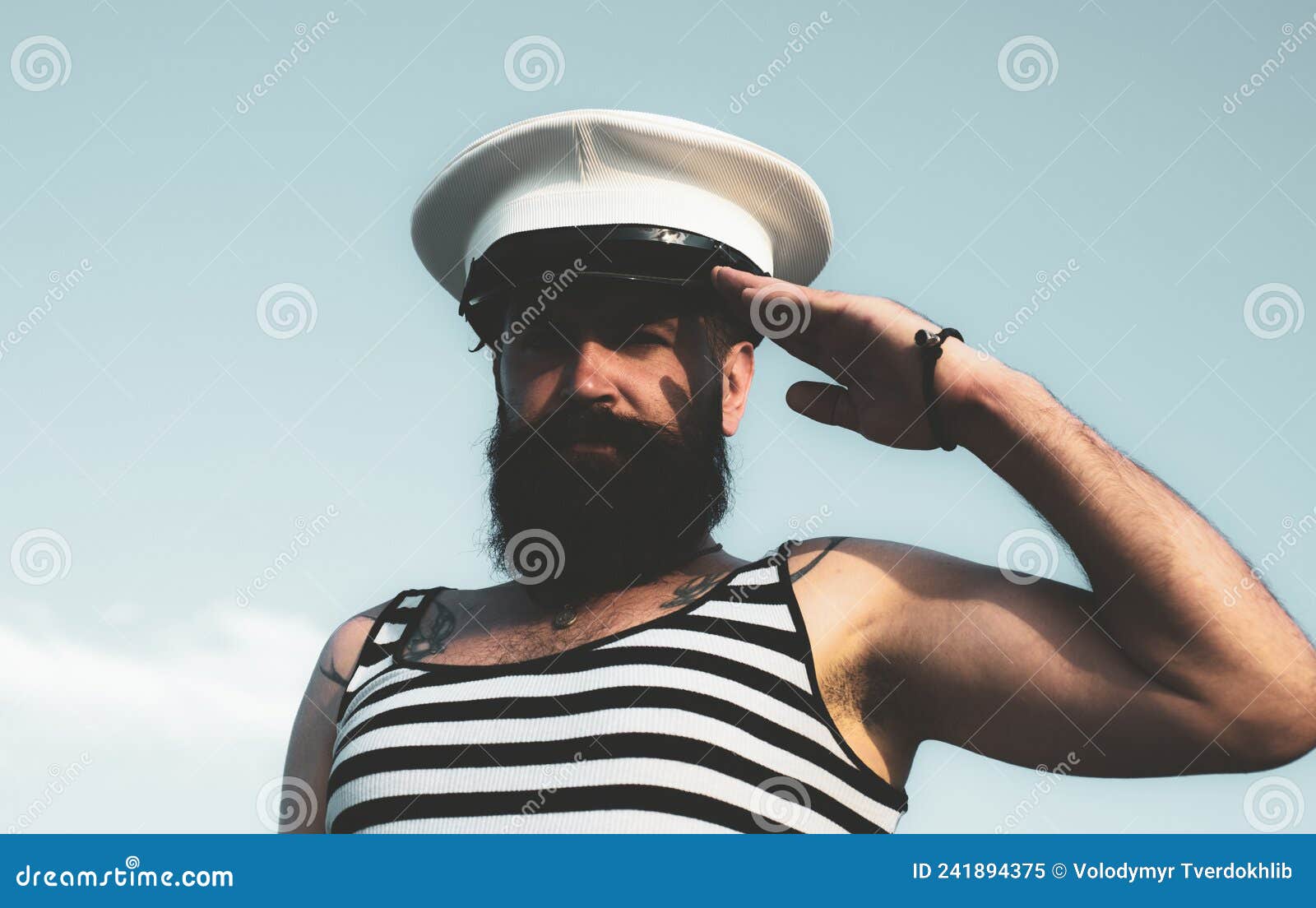 Funny Captain Sailor Wearing Hat. Seaman Fun. Stock Image - Image of ...