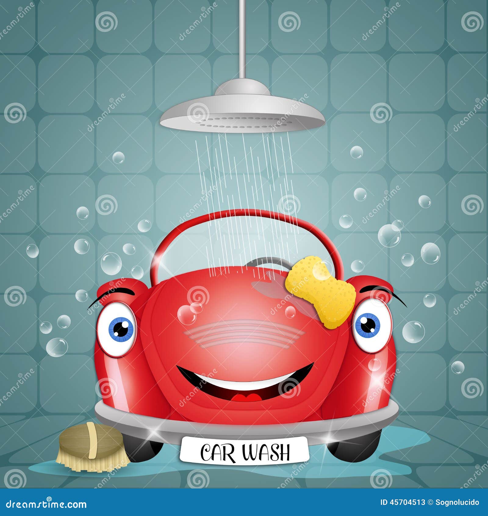 Funny car at car wash stock illustration. Illustration of glitter ...