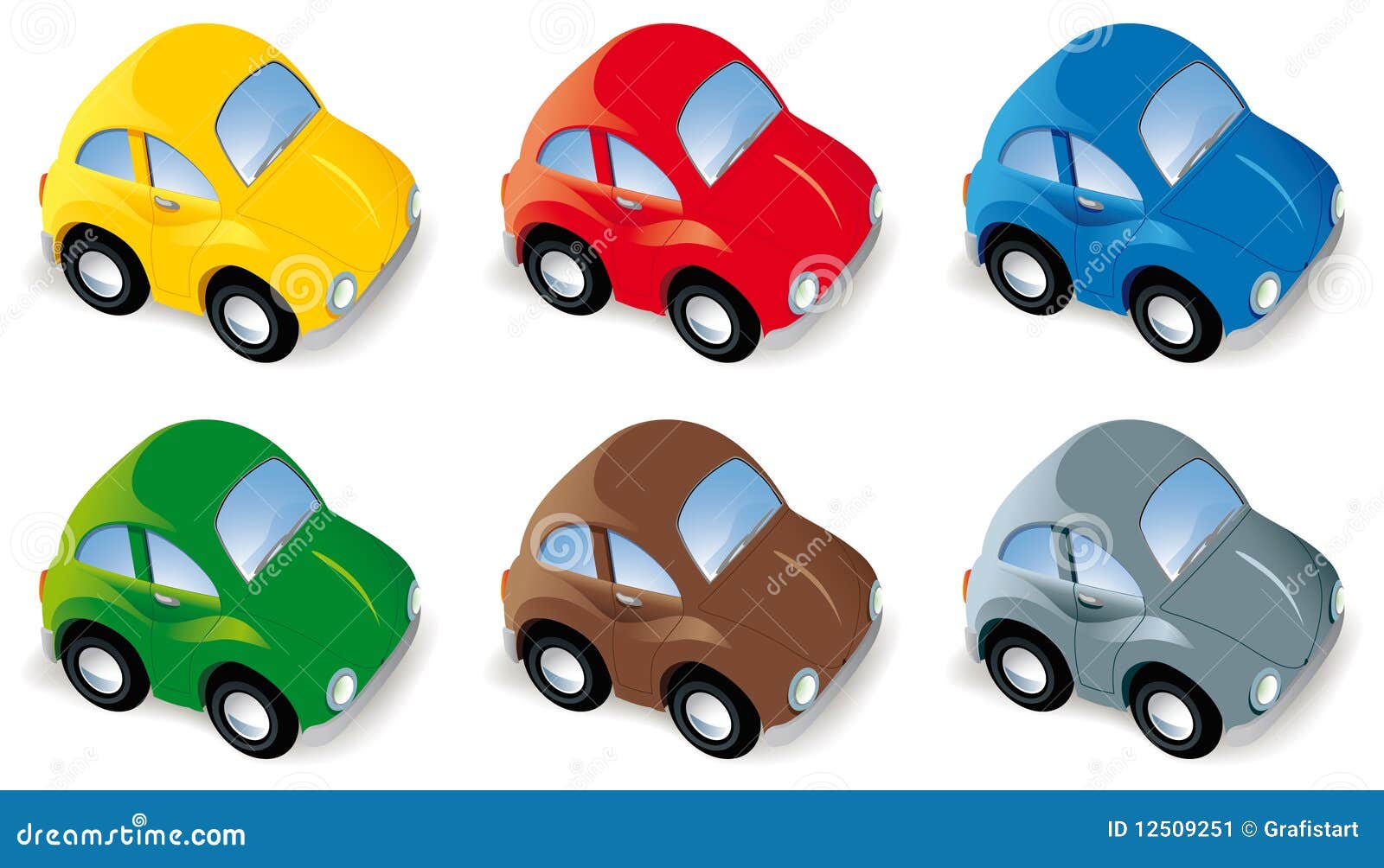 Funny Car Set in Six Different Colors Isolated Stock Vector ...