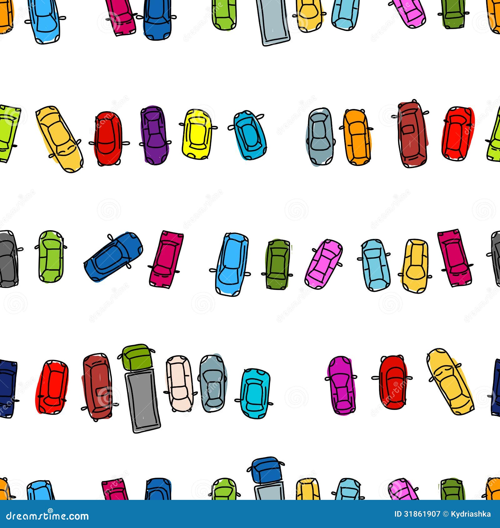 Funny Cars on Parking Space, Seamless Pattern Stock Vector ...