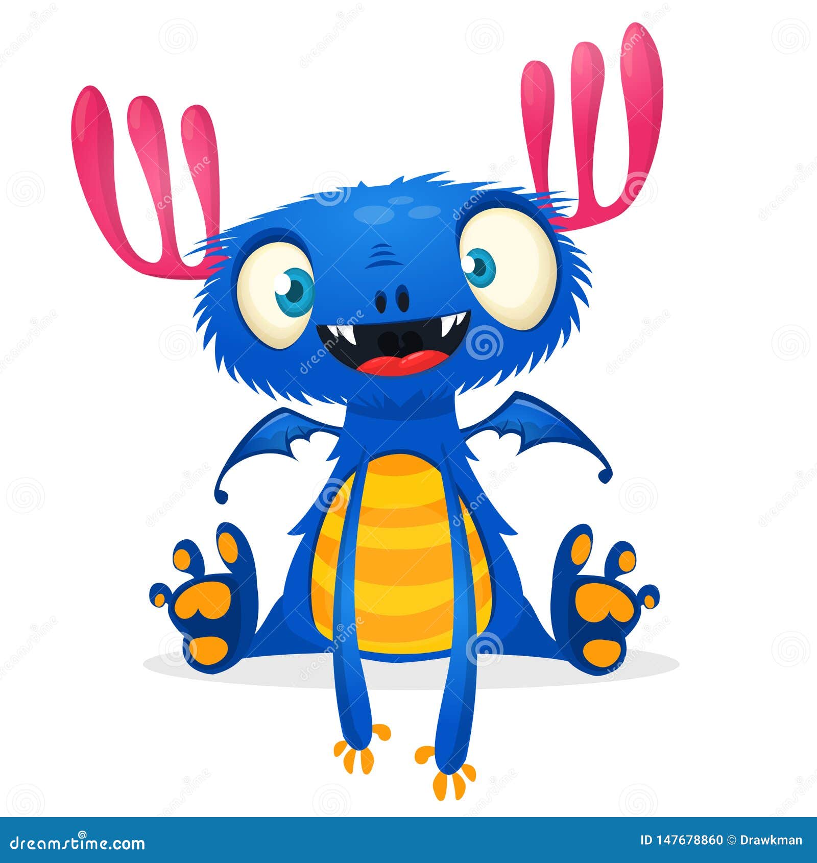 Funny Carton Monster Dragon Smiling Stock Vector - Illustration of ...
