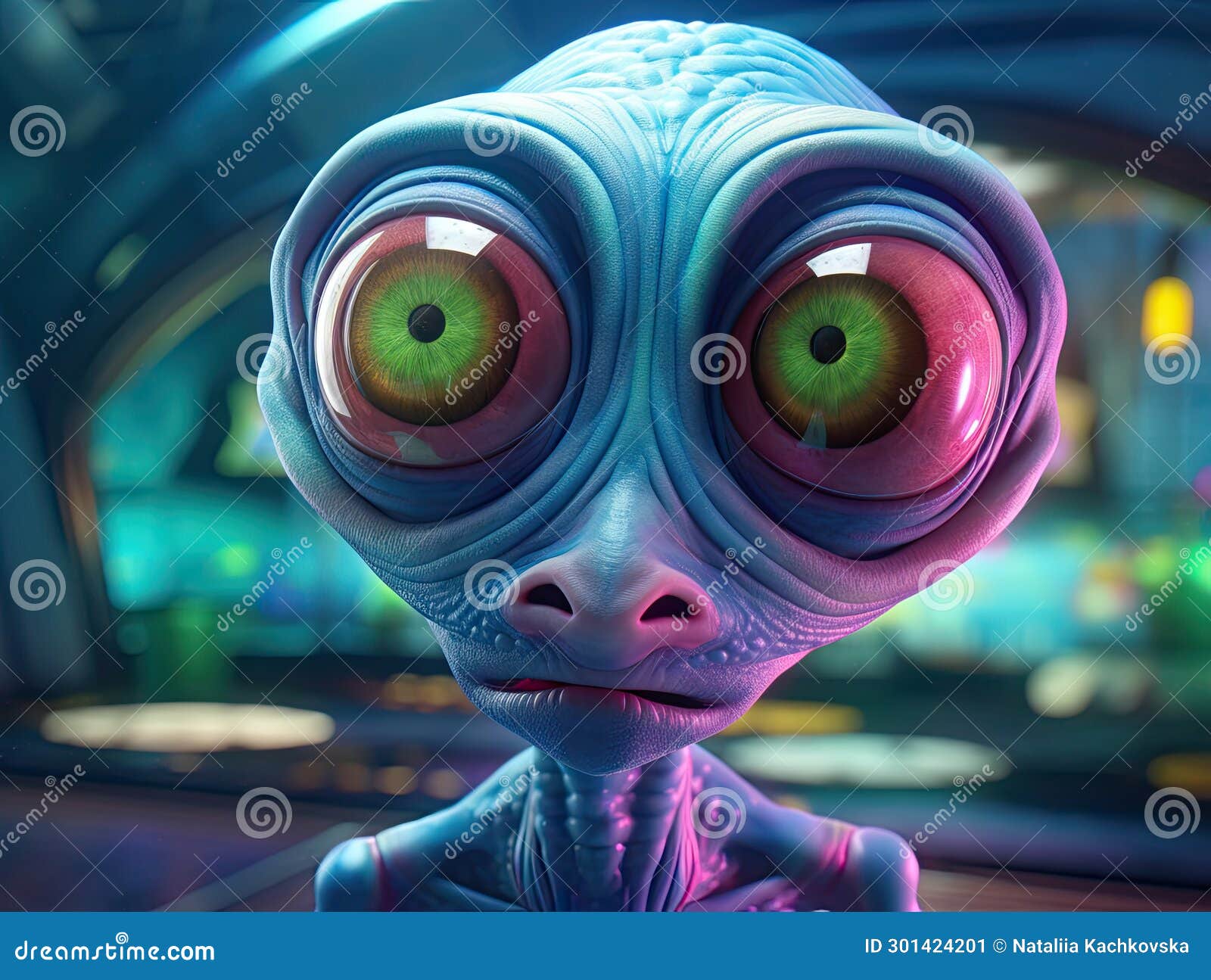 Funny cartoon alien stock illustration. Illustration of planet - 301424201