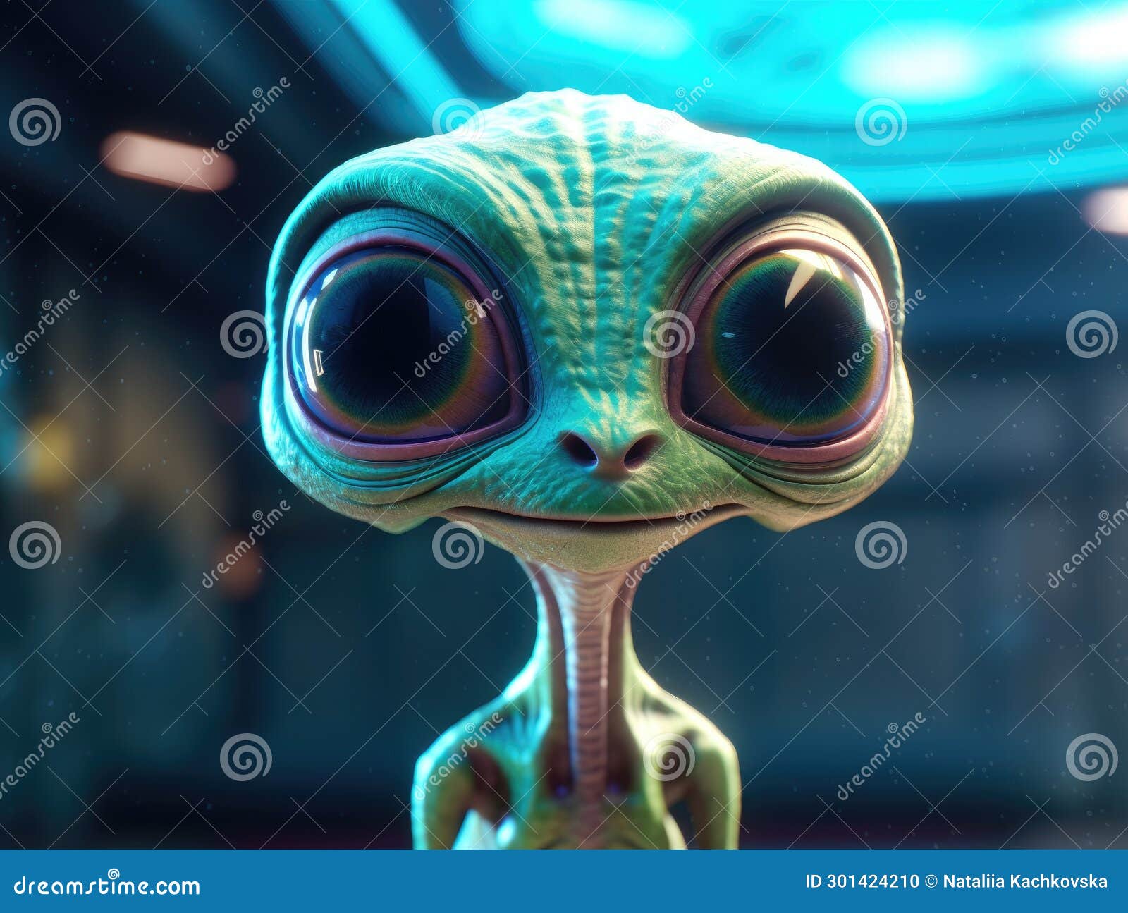 Funny cartoon alien stock illustration. Illustration of planet - 301424210