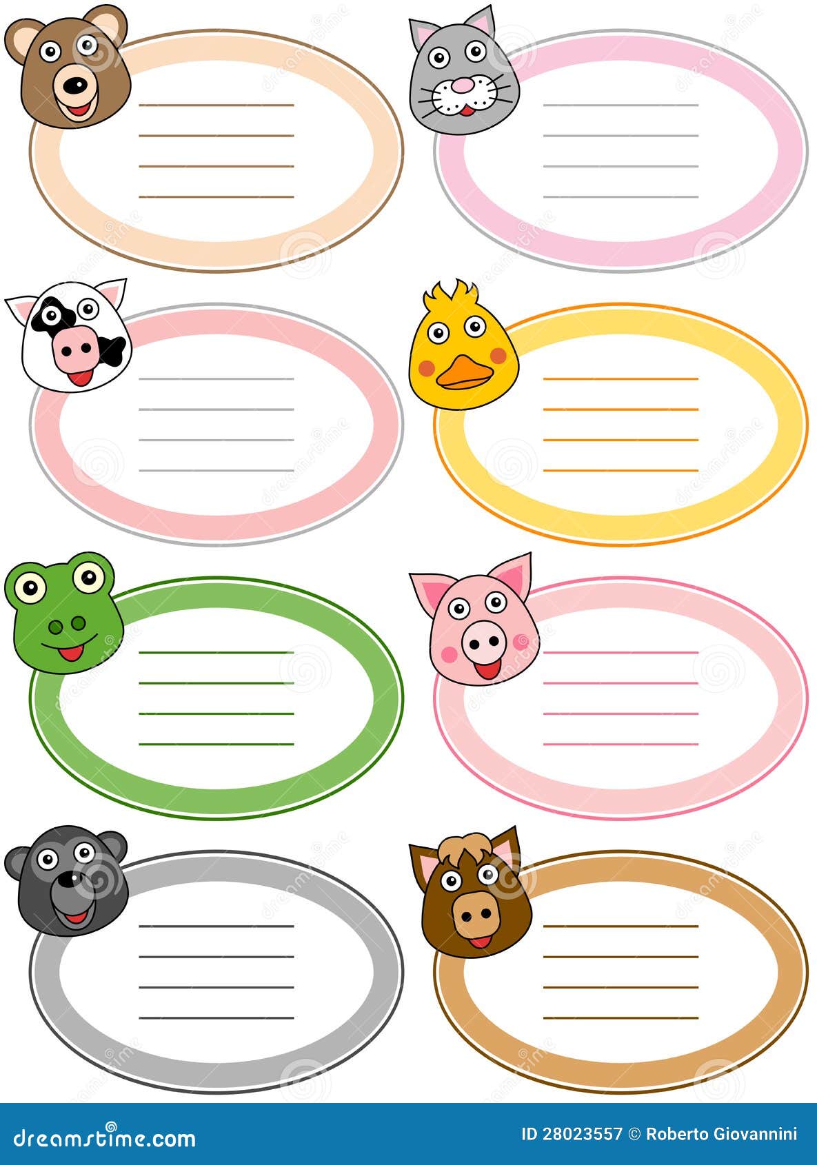Funny Cartoon Animal Labels [1] Stock Vector - Image: 28023557