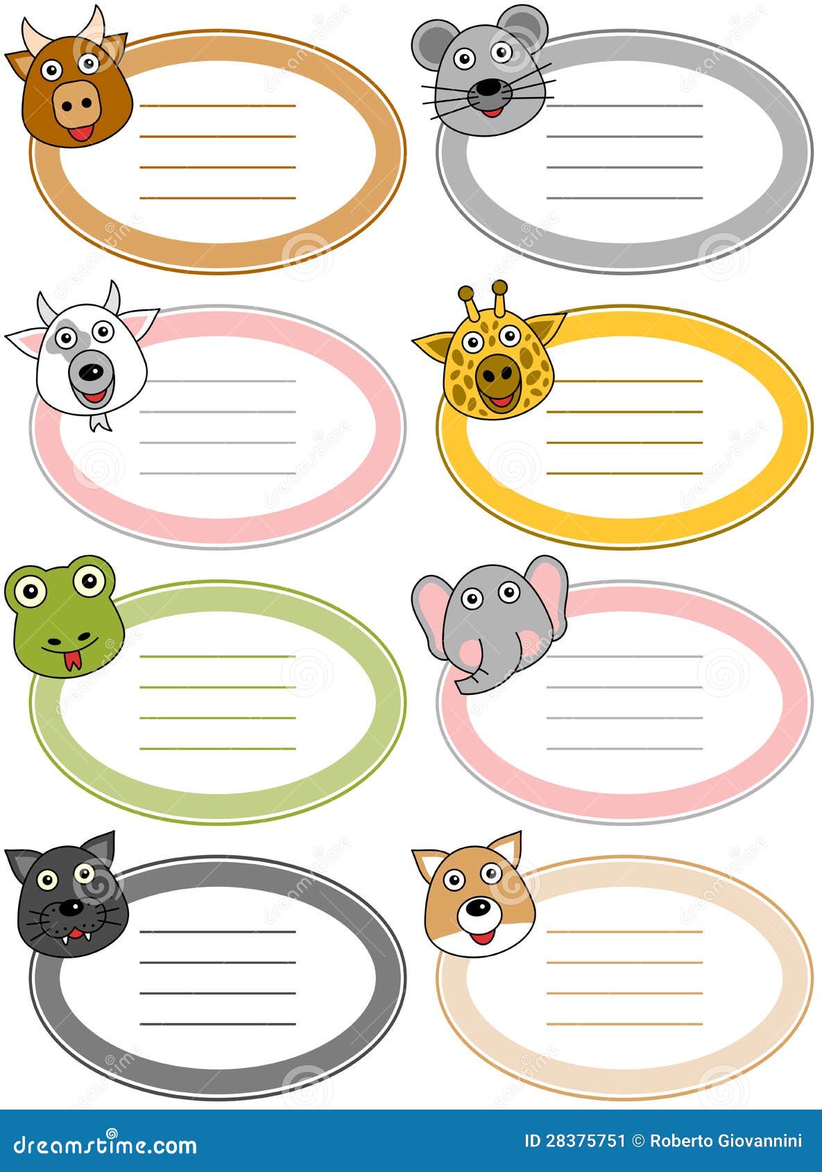 Funny Cartoon Animal Labels [4] Stock Vector - Illustration of ...