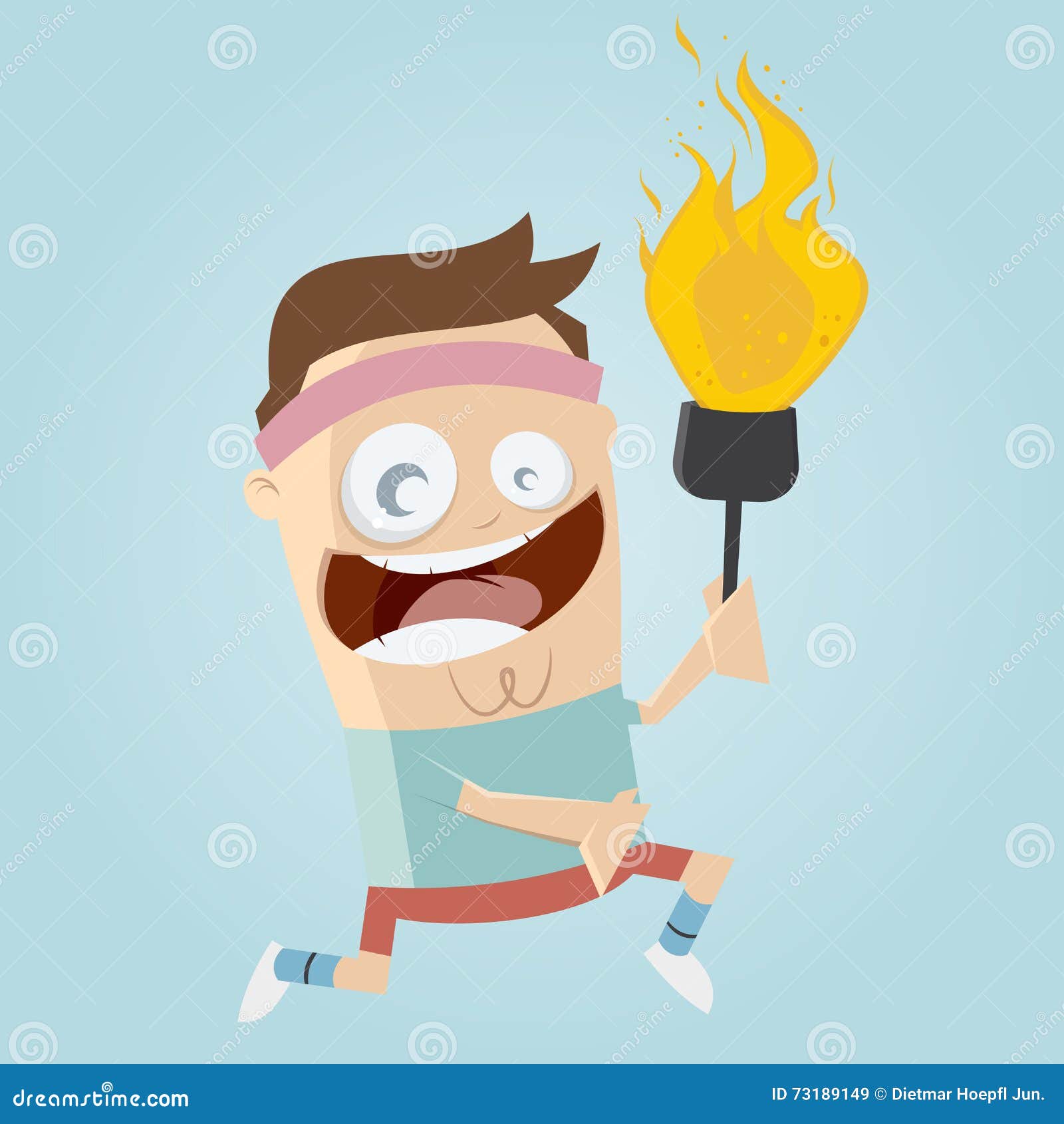 Funny Cartoon Athlete with Torch Stock Vector - Illustration of games ...