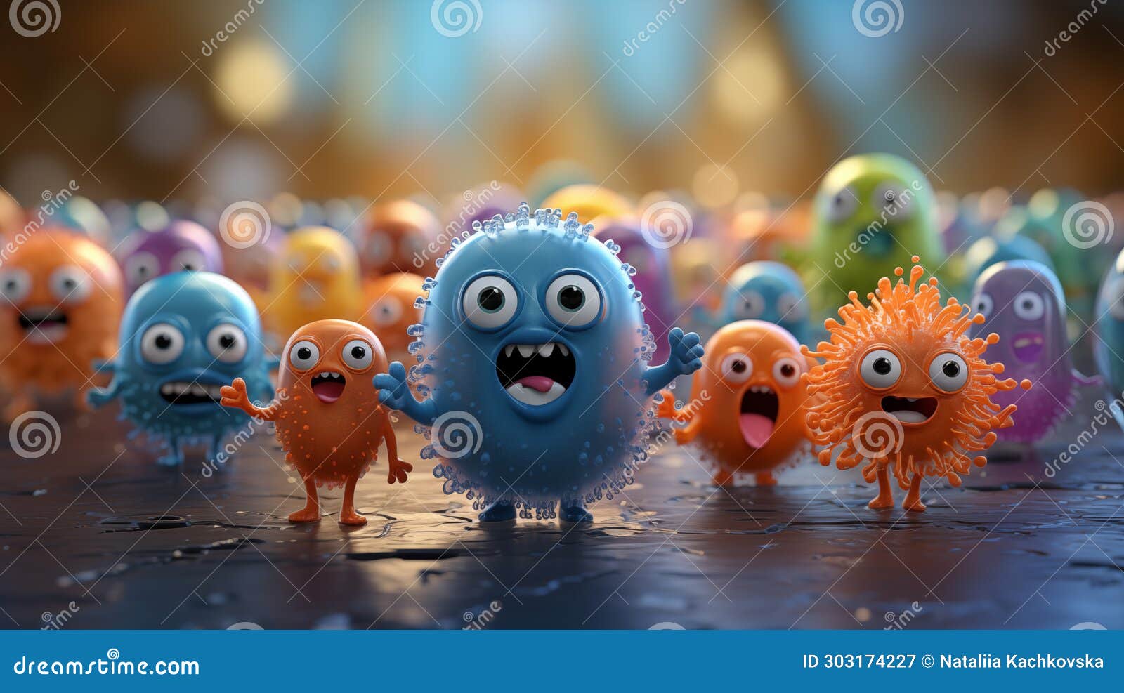 Funny cartoon bacterians stock illustration. Illustration of little ...