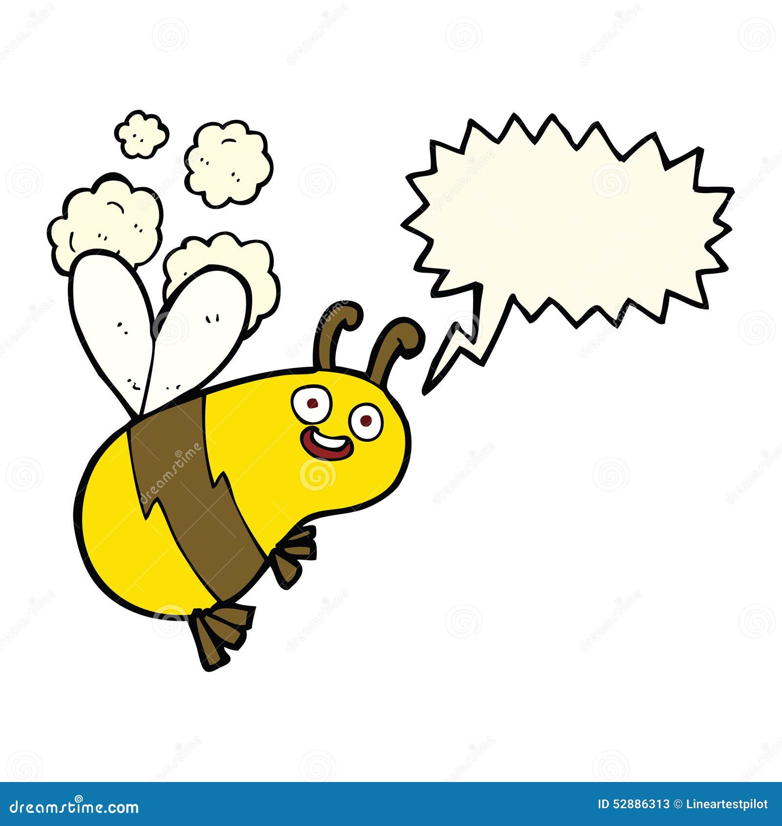 Funny Cartoon Bee with Speech Bubble Stock Illustration - Illustration ...