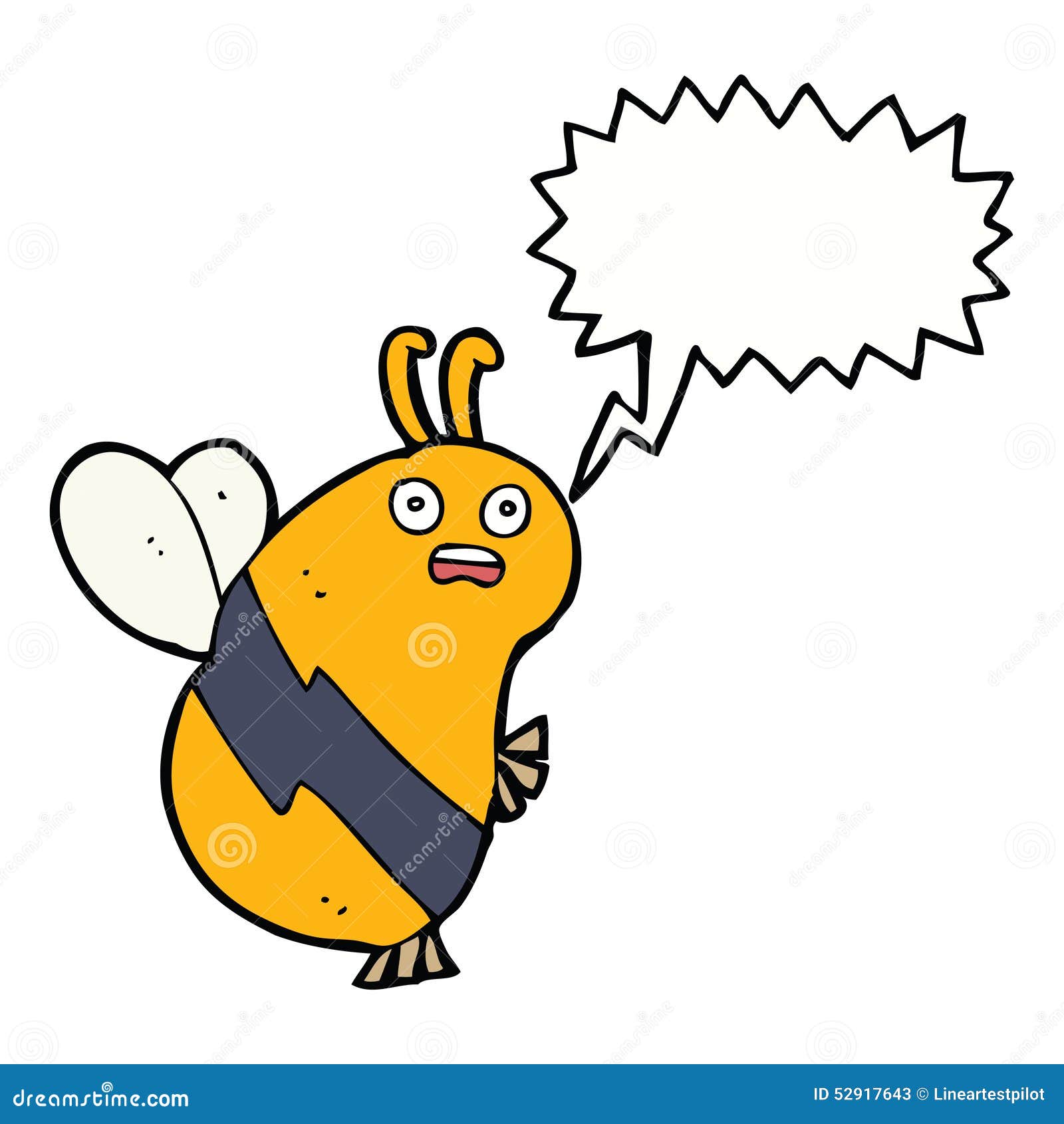 Funny Cartoon Bee with Speech Bubble Stock Illustration - Illustration ...