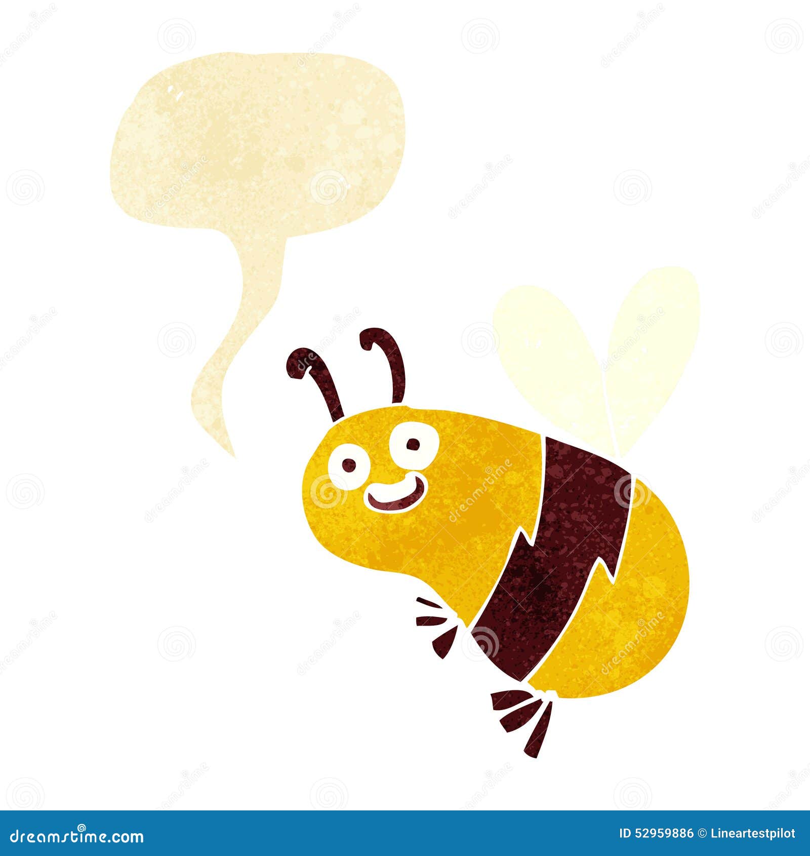 Funny Cartoon Bee with Speech Bubble Stock Illustration - Illustration ...