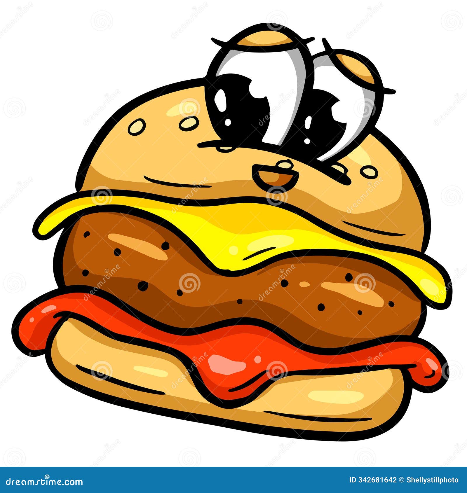 Funny Cartoon Beef Burger or Cheeseburger Logo Illustration Stock ...