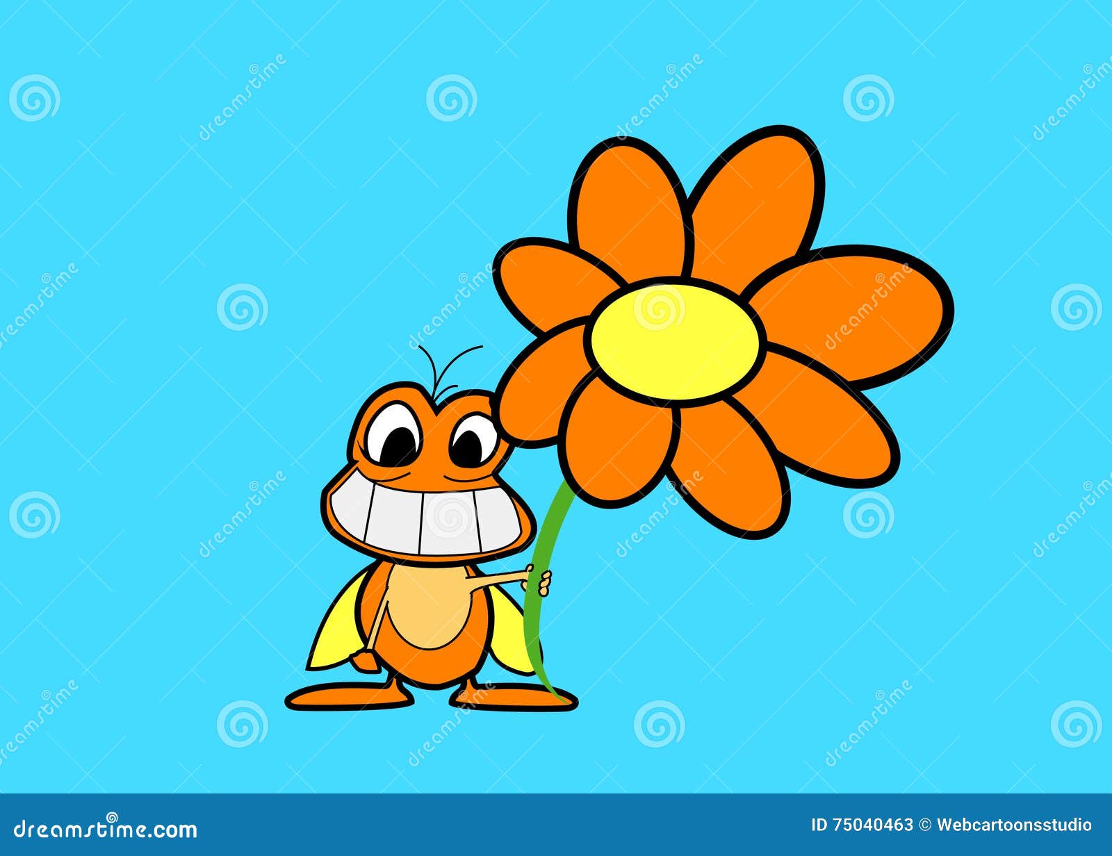 Funny cartoon stock vector. Illustration of cartoon, flower - 75040463