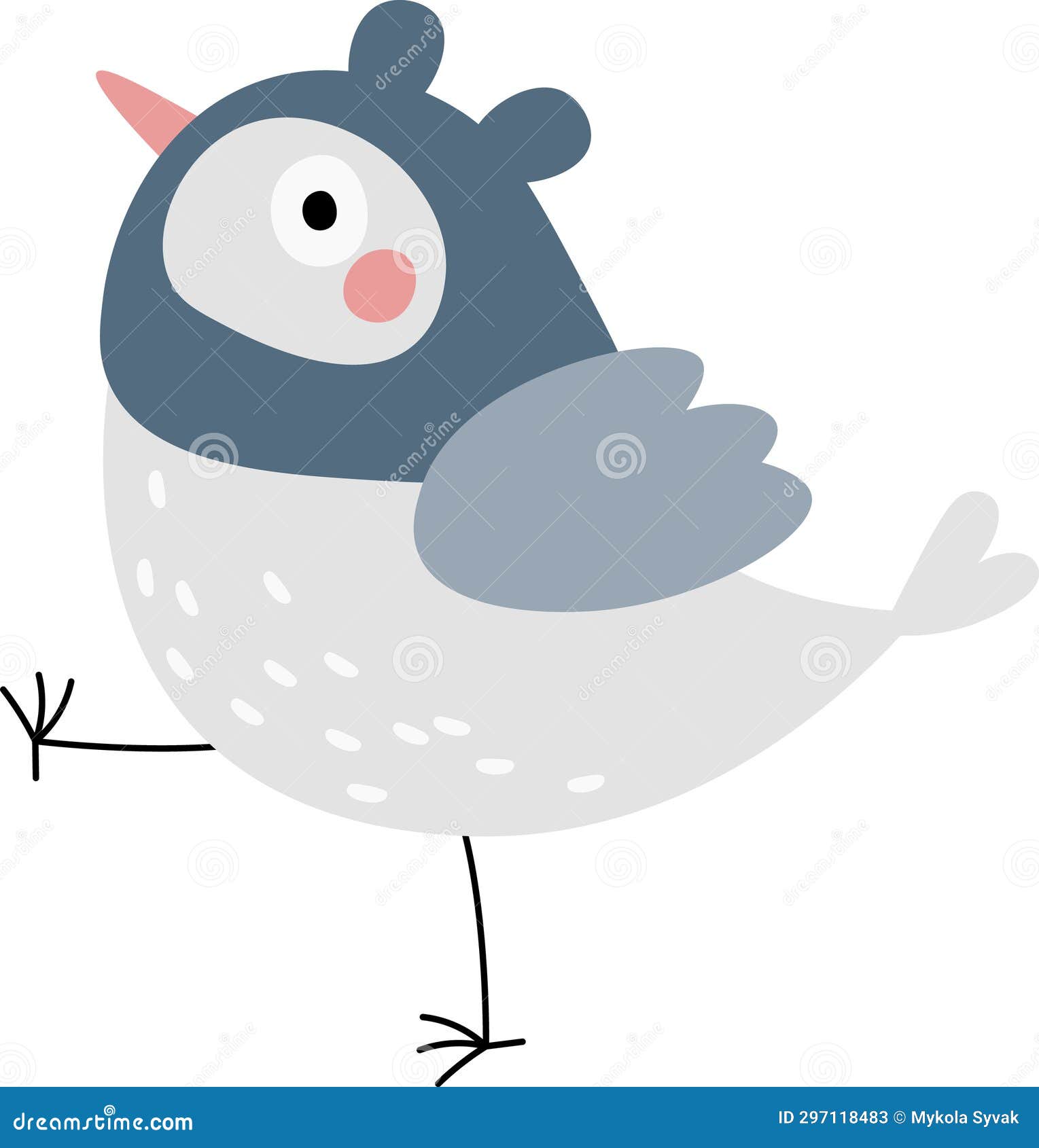 Funny Cartoon Bird stock illustration. Illustration of cute - 297118483