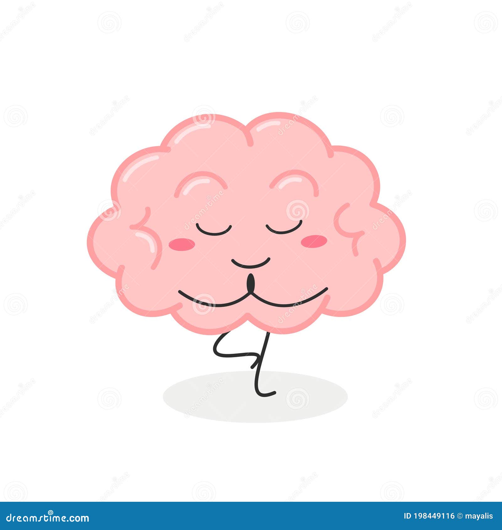 Funny Cartoon Brain Practicing Yoga Tree Position Stock Vector ...