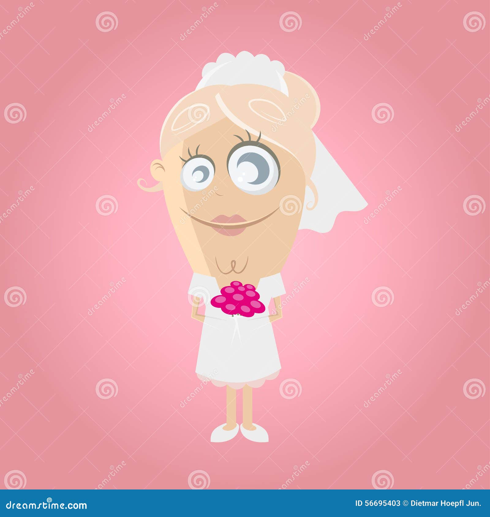 Funny cartoon bride stock vector. Illustration of happy - 56695403