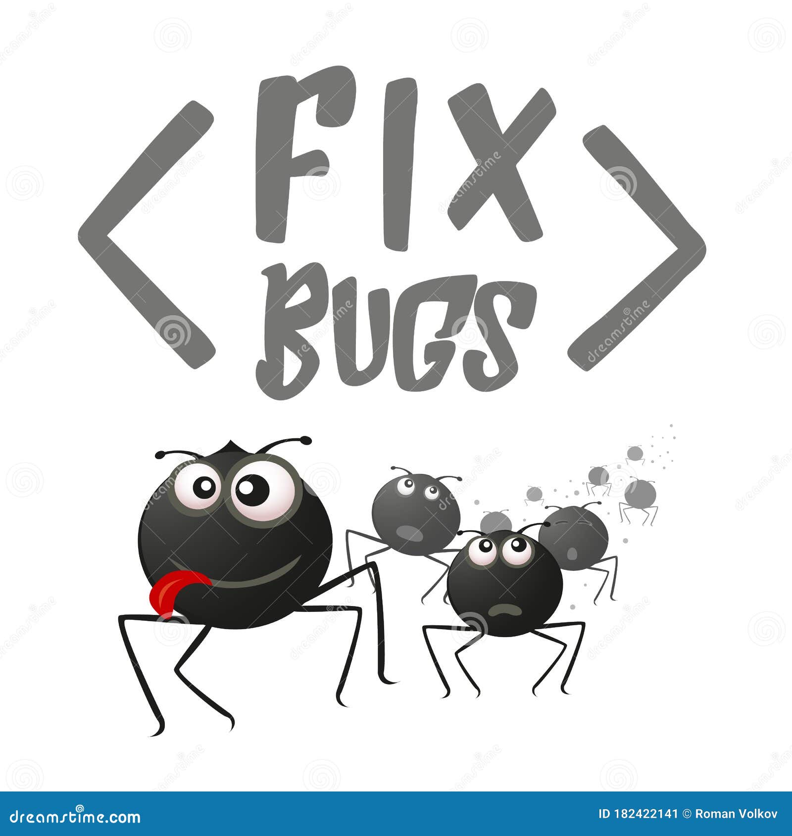 Funny Cartoon Bugs. Fix Bugs Vector Background Stock Vector ...