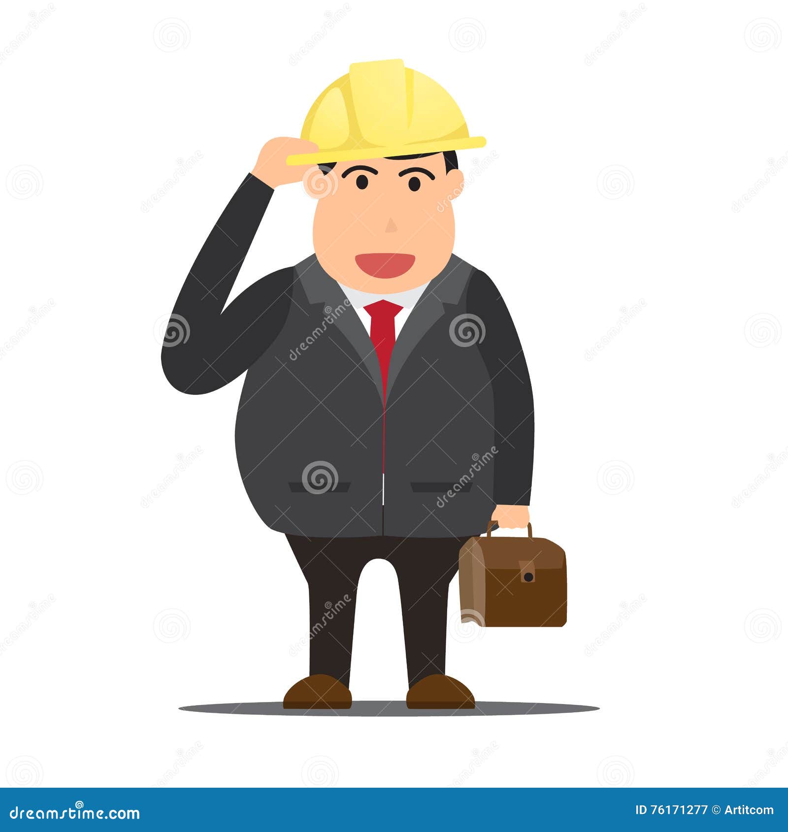Funny Cartoon Builder, Construction Worker or Engineering Stock Vector ...