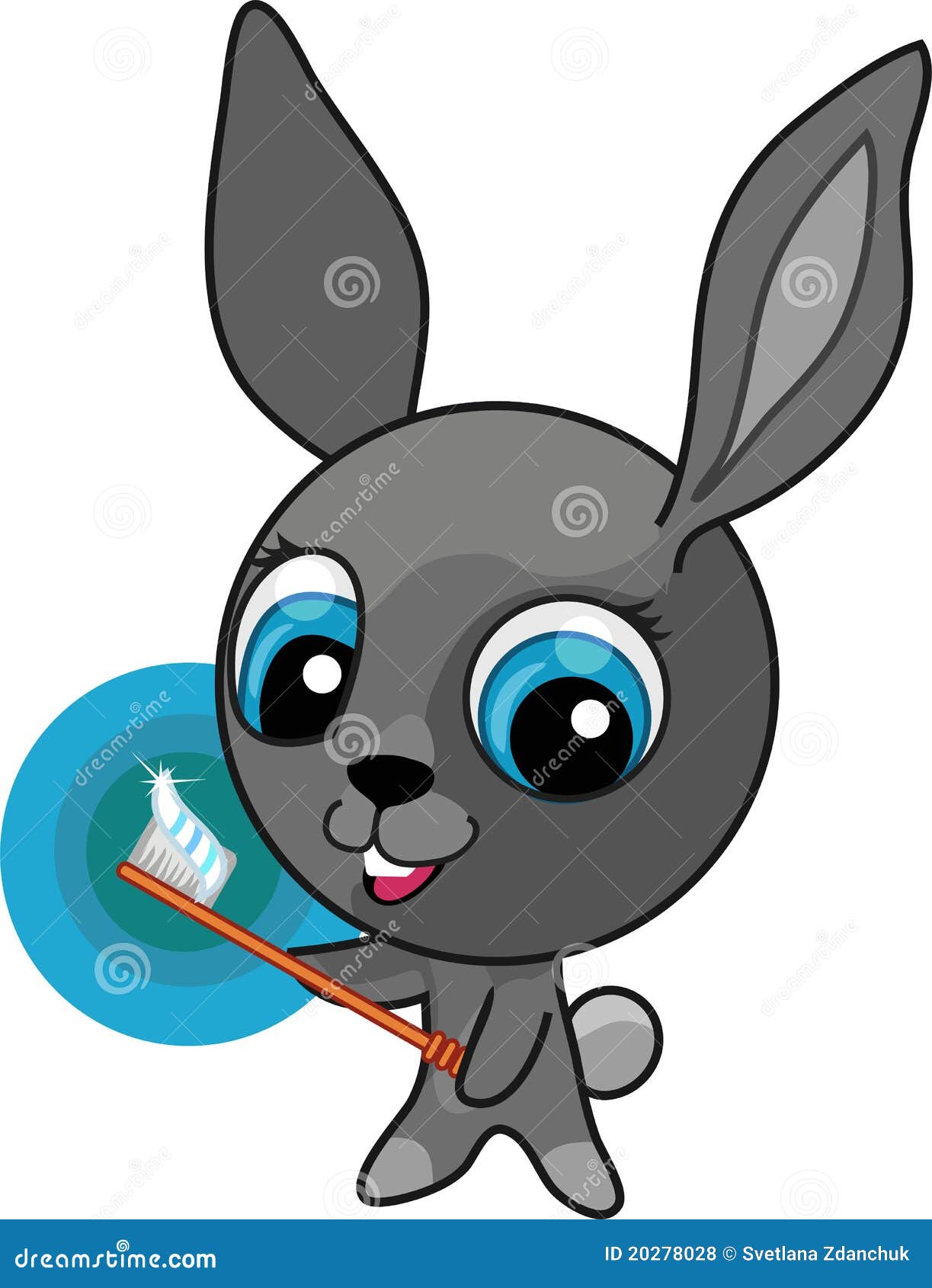 Funny Cartoon Bunny with Toothbrush Stock Vector - Illustration of ...