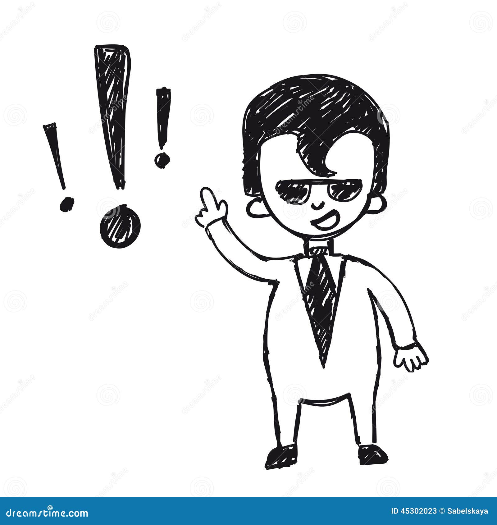 Funny Cartoon Businessman with Exclamation Mark Stock Vector ...