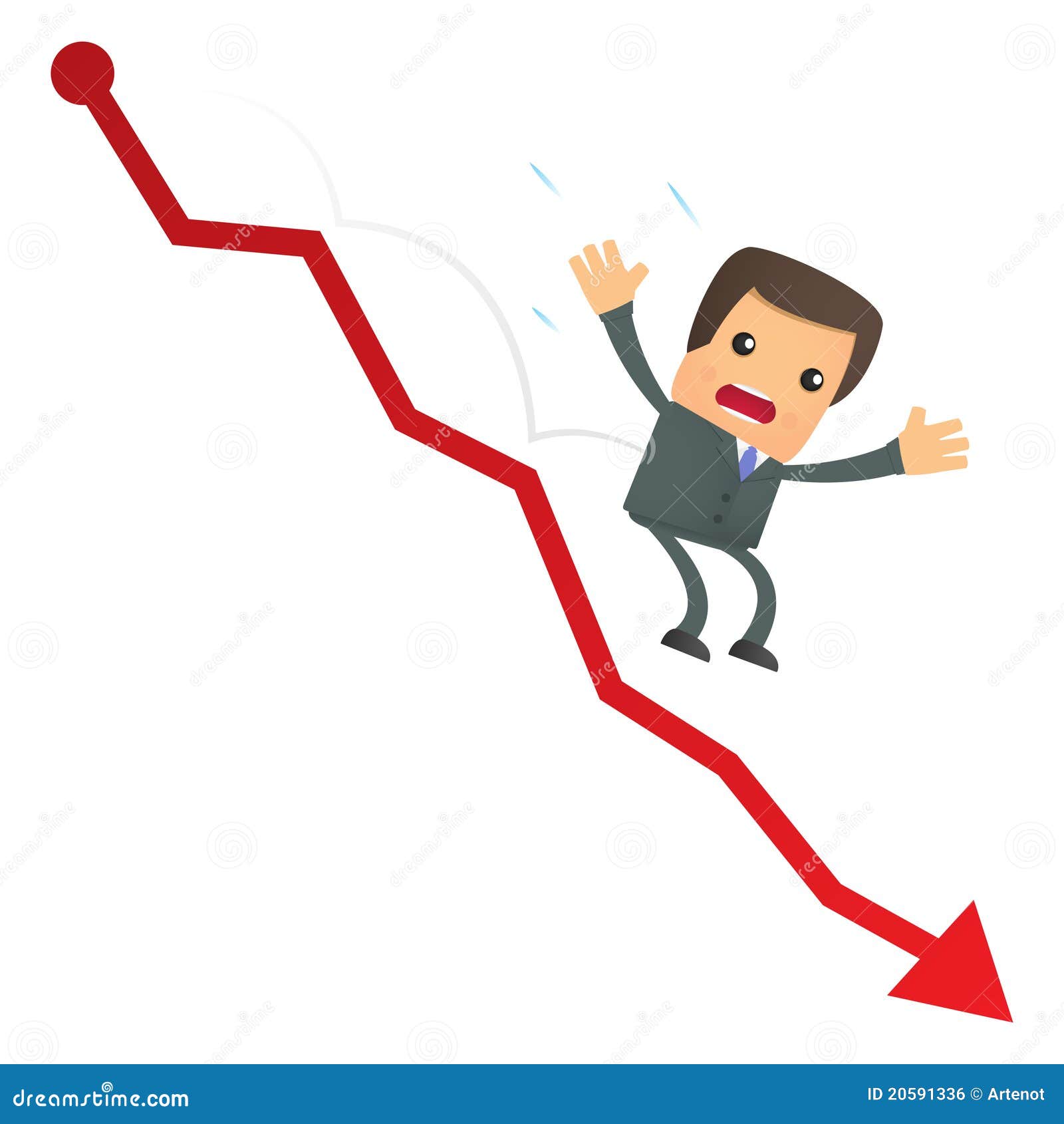 Funny Cartoon Businessman Falls from the Chart Stock Vector ...