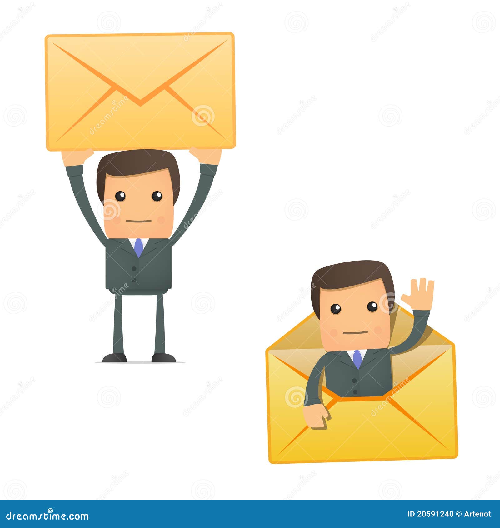 Funny Cartoon Businessman with a Letter Stock Vector - Illustration of ...