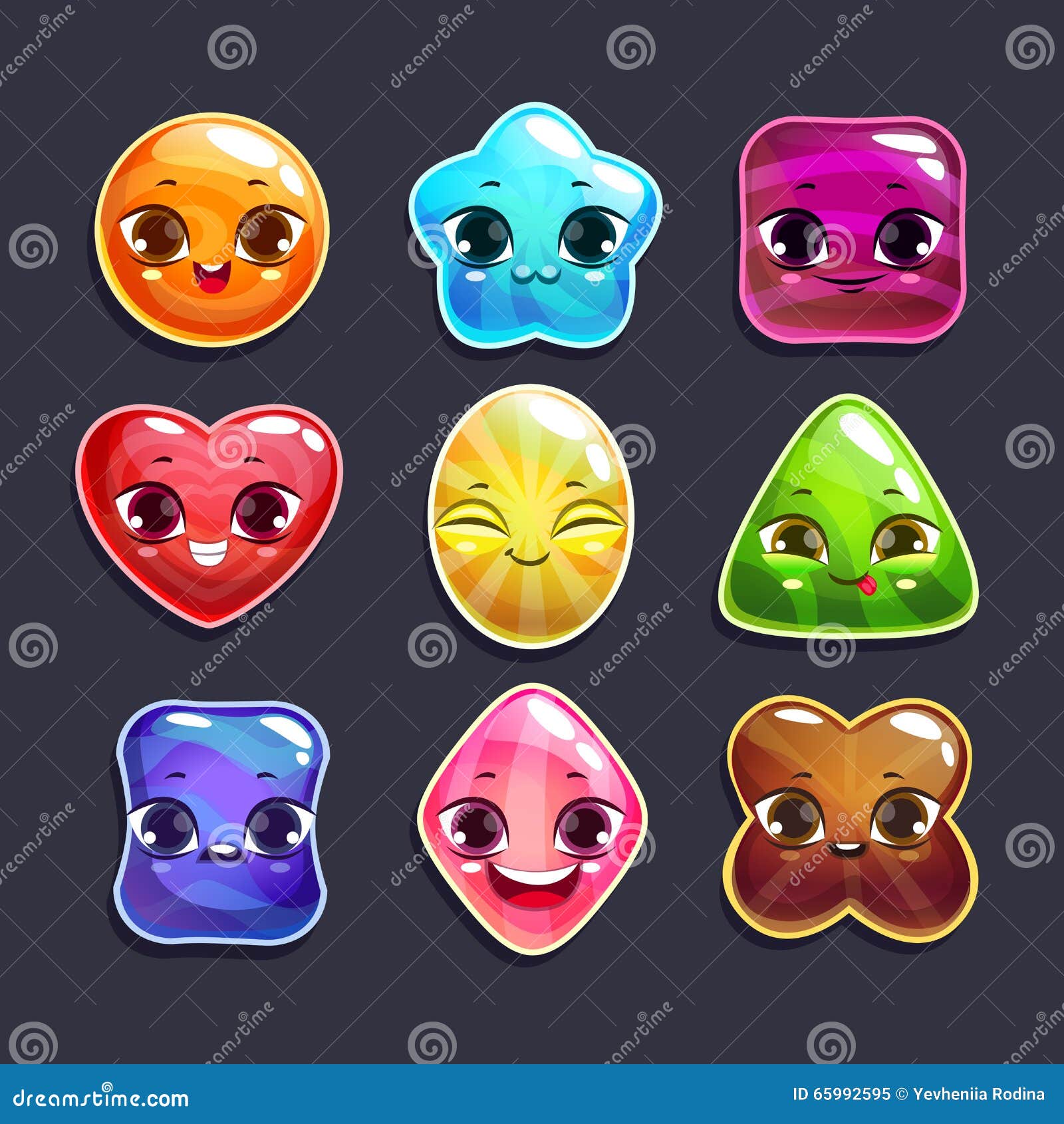 Funny Cartoon Candy Characters Set Stock Vector - Illustration of ...