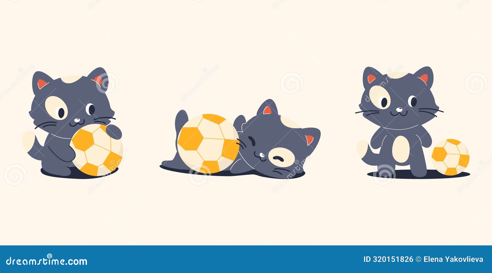 Funny Cartoon Cat Playing with a Ball Stock Vector - Illustration of ...