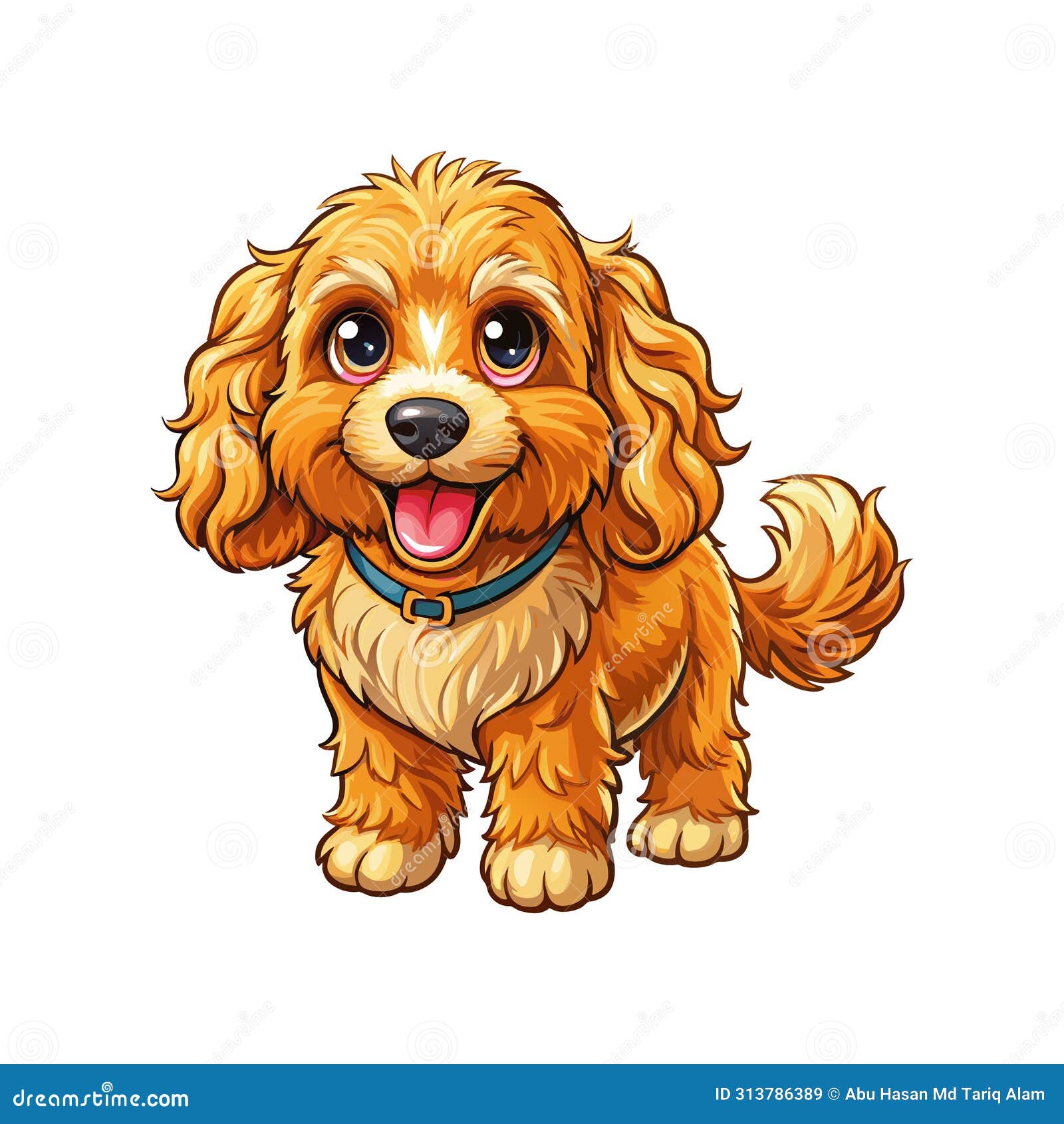 A Happy Funny Cartoon Style Cavapoo Stock Vector - Illustration of ...