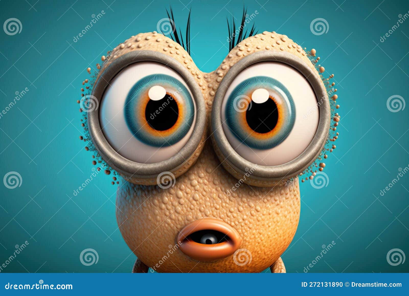 A Funny Cartoon Character With Big Eyes And A Silly Expression On Face