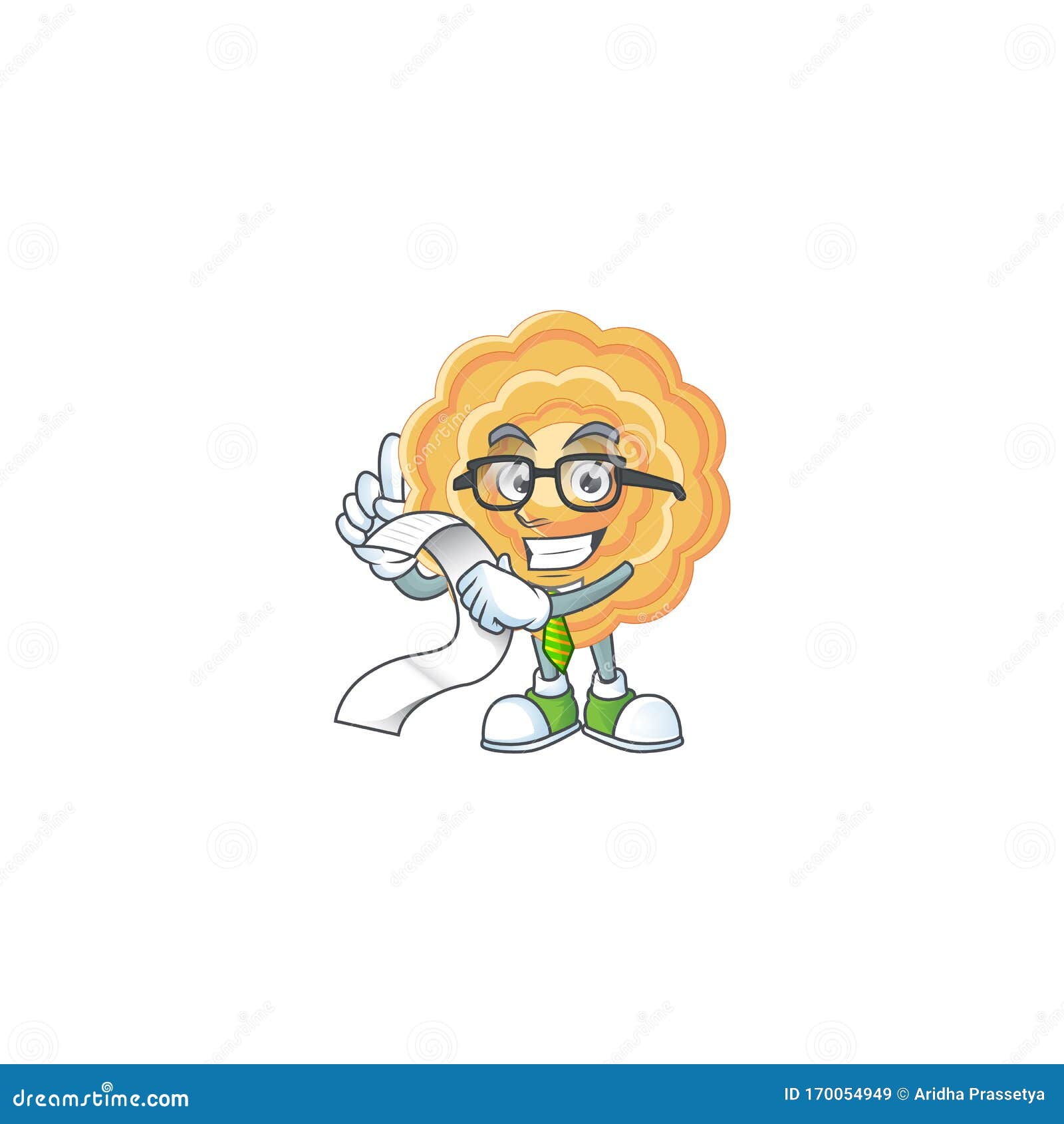 A Funny Cartoon Character of Chinese Mooncake with a Menu Stock Vector ...