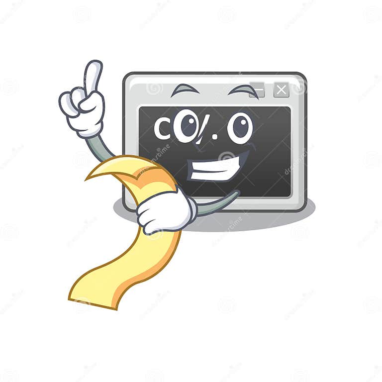 A Funny Cartoon Character of Command Window with a Menu Stock Vector ...