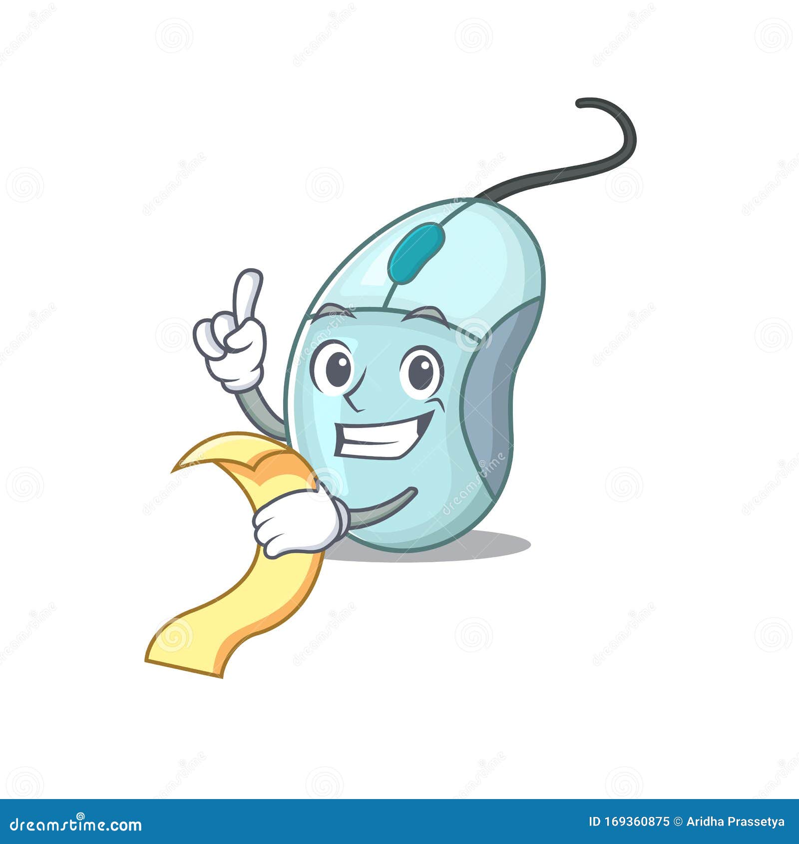 A Funny Cartoon Character of Computer Mouse with a Menu Stock Vector ...